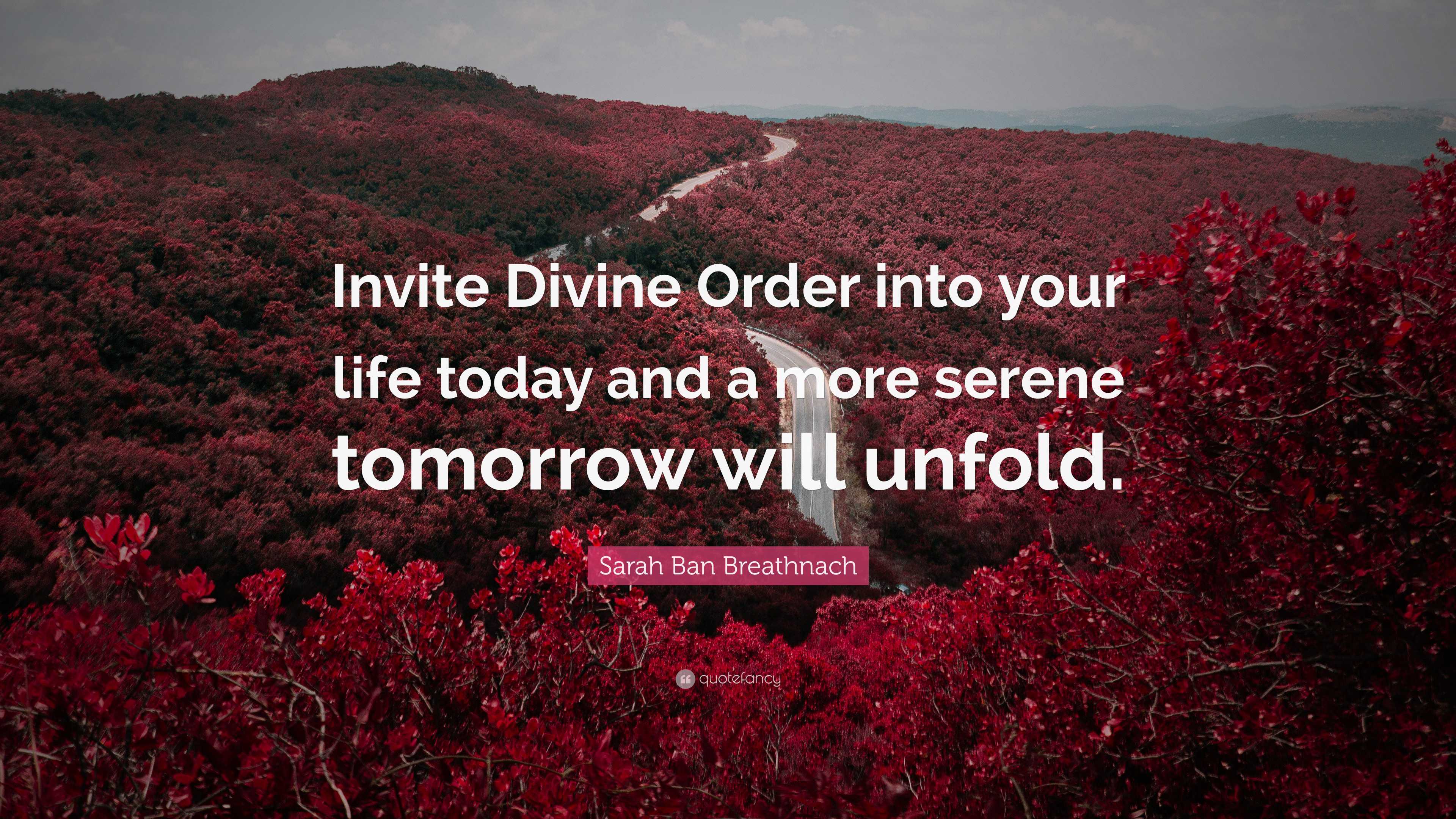 Sarah Ban Breathnach Quote: “Invite Divine Order into your life today ...