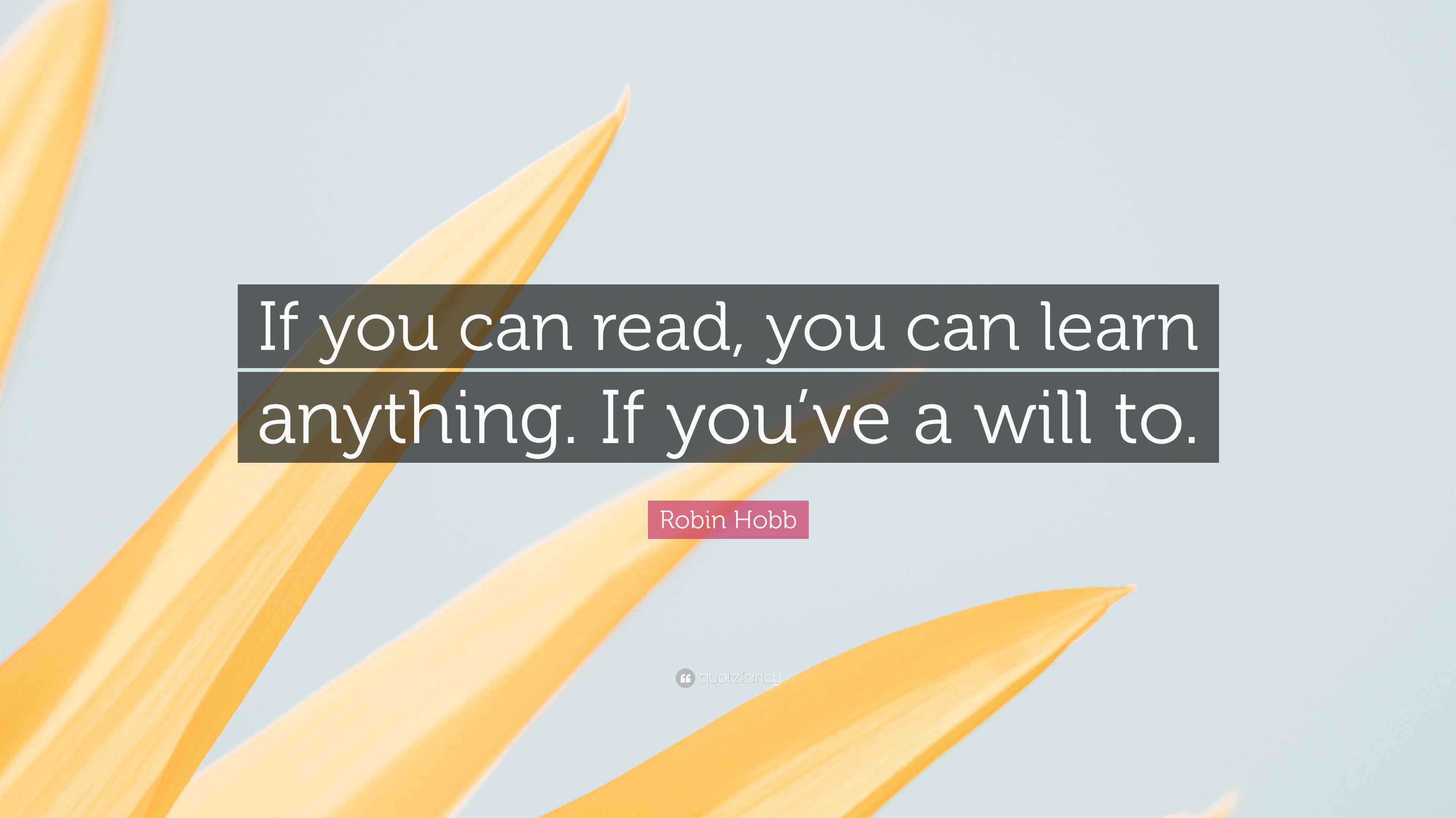 Robin Hobb Quote: “If you can read, you can learn anything. If you’ve a ...