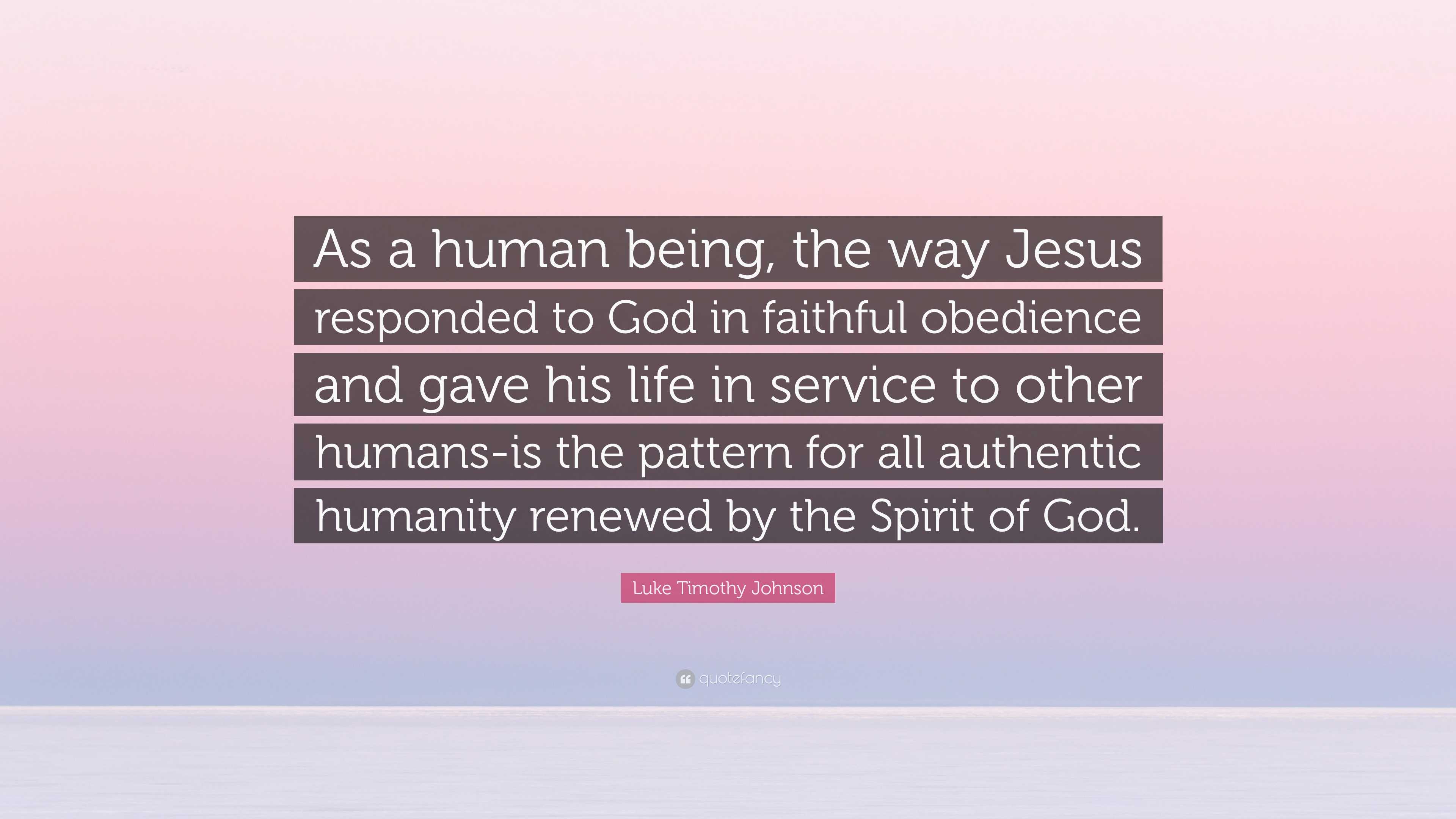 Luke Timothy Johnson Quote: “As a human being, the way Jesus responded ...