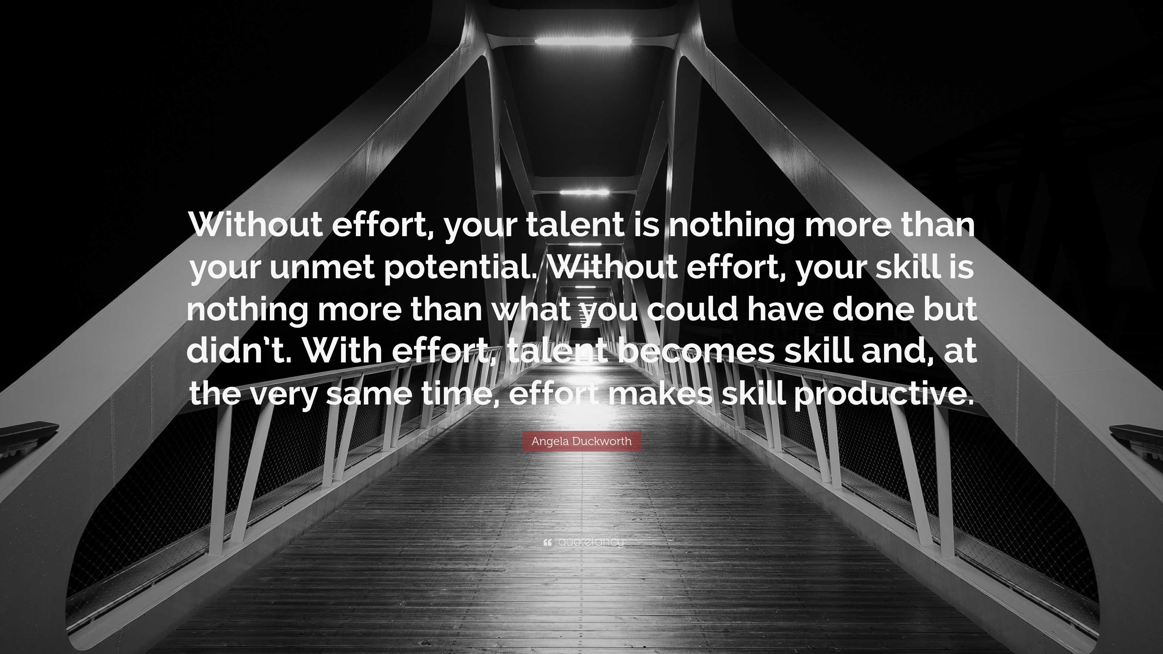 Angela Duckworth Quote: “Without effort, your talent is nothing more ...