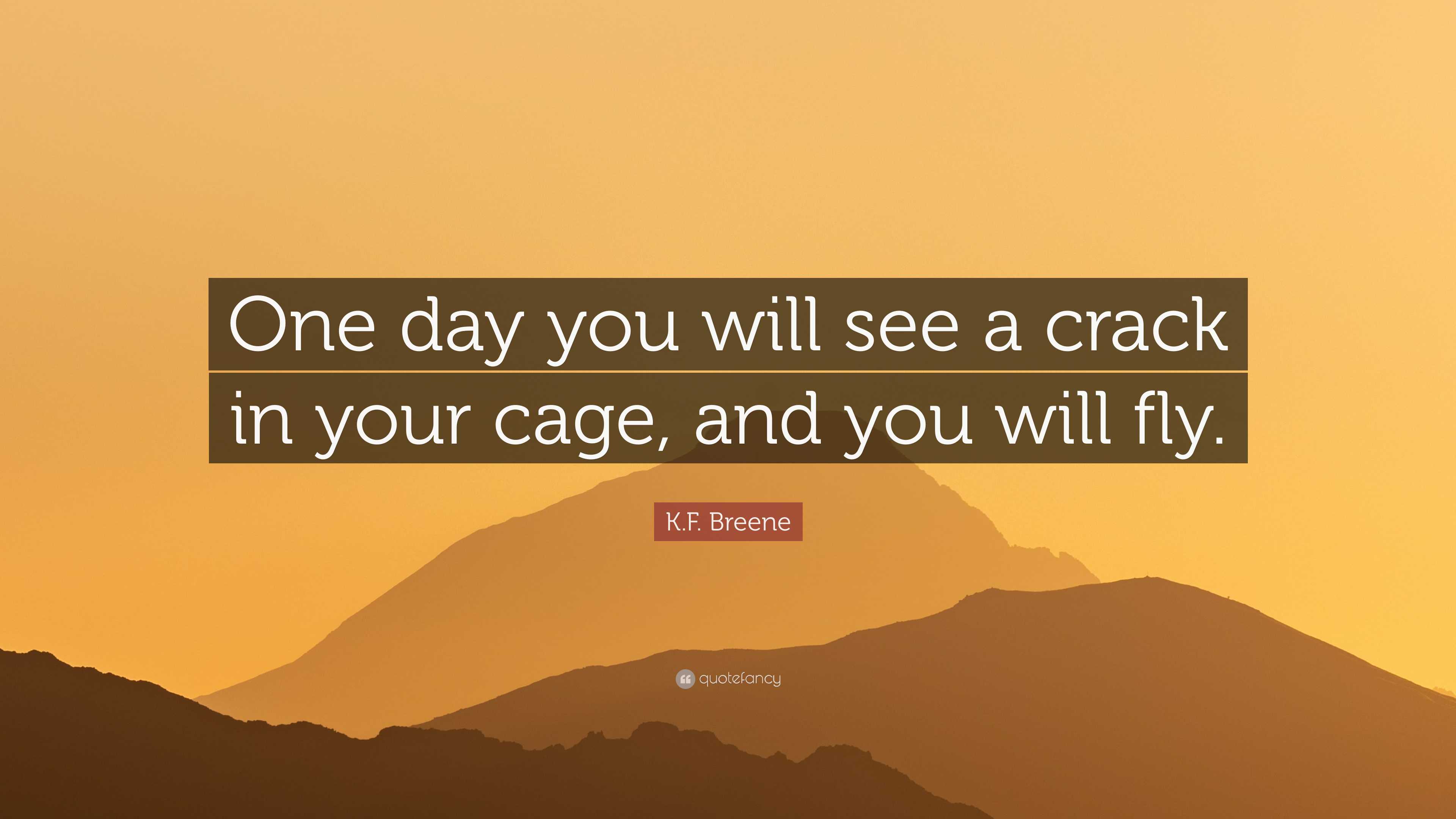 K.F. Breene Quote: “One day you will see a crack in your cage, and you ...