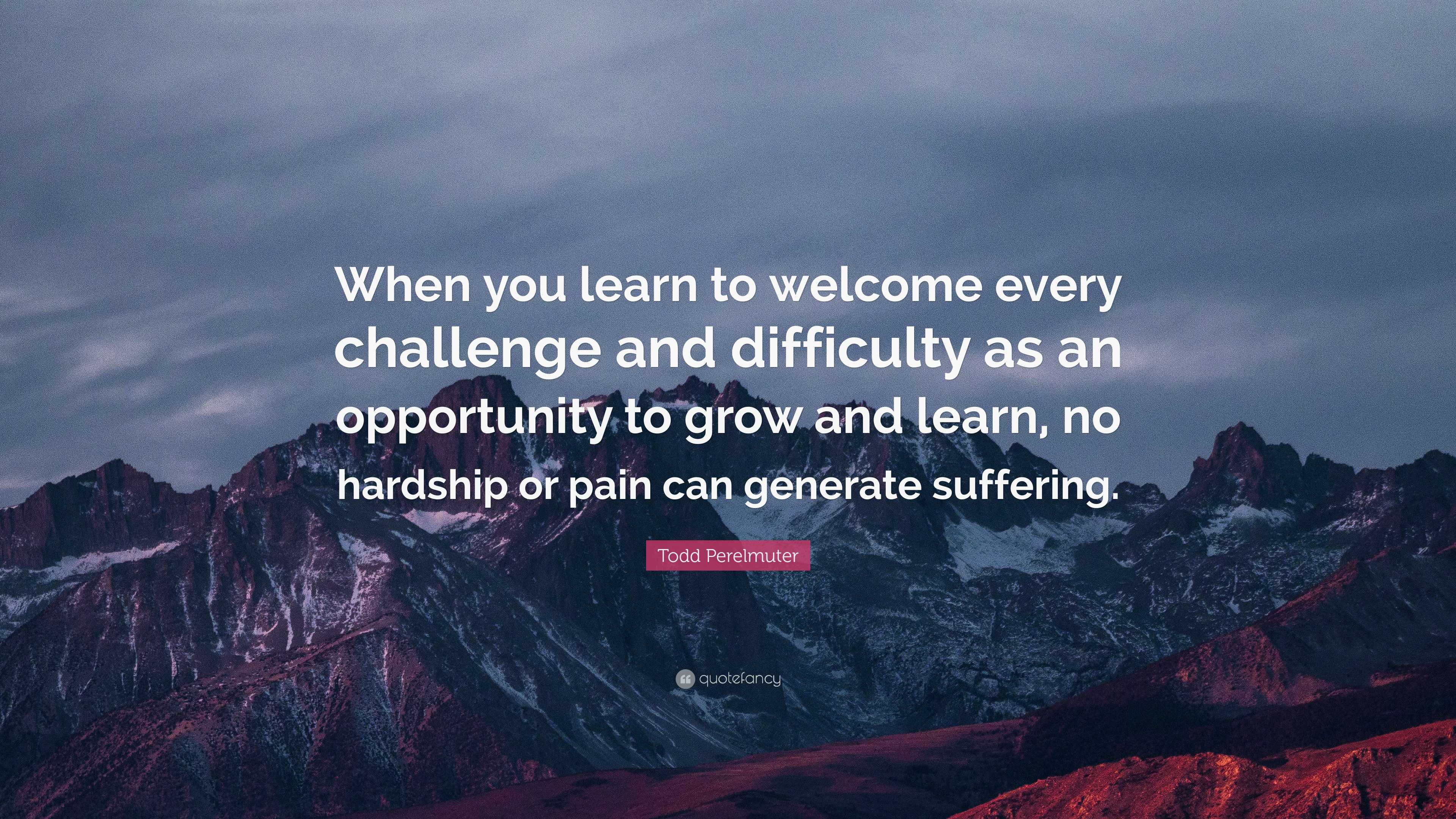 Todd Perelmuter Quote: “When you learn to welcome every challenge and ...