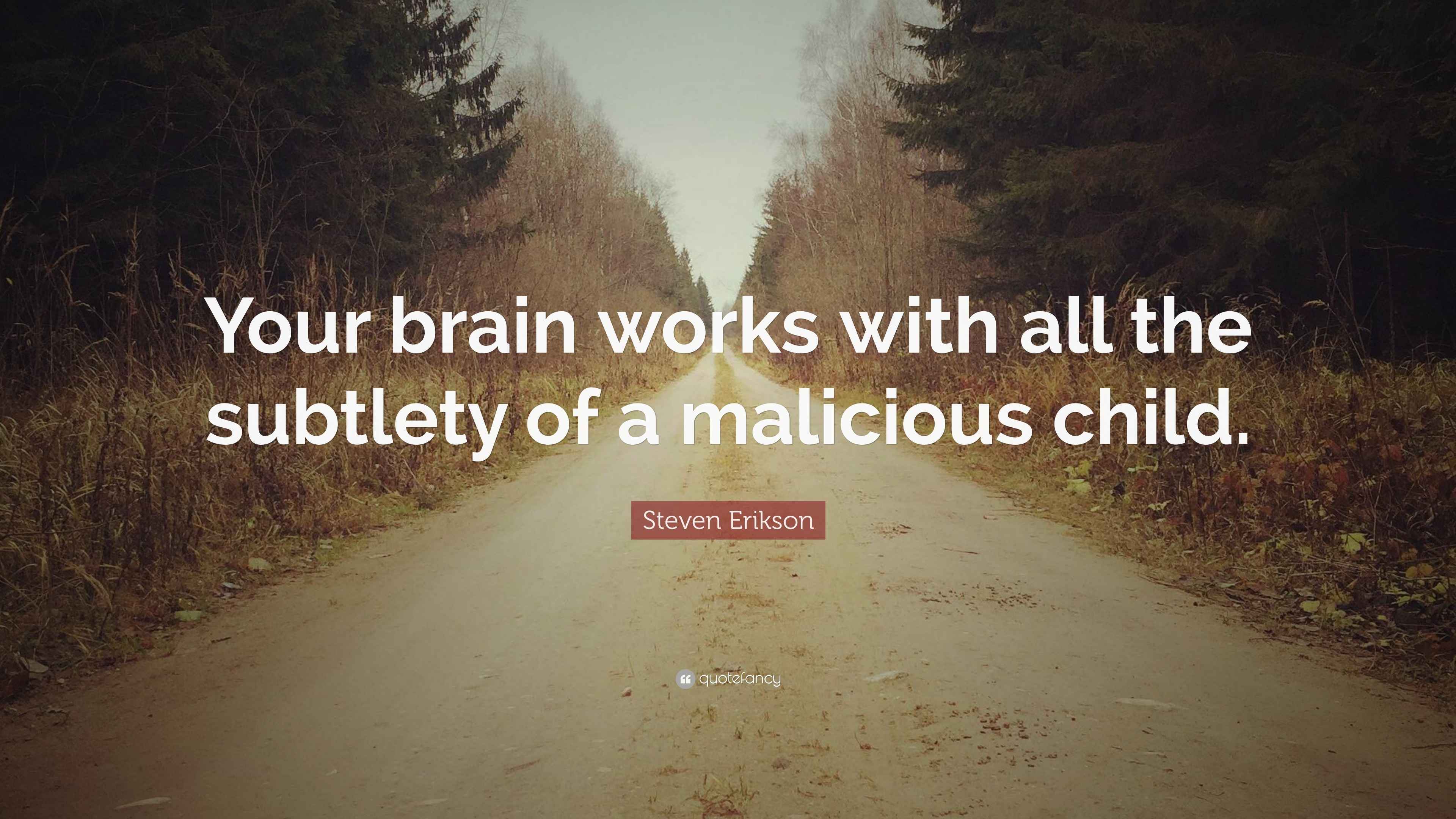 Steven Erikson Quote: “Your brain works with all the subtlety of a ...