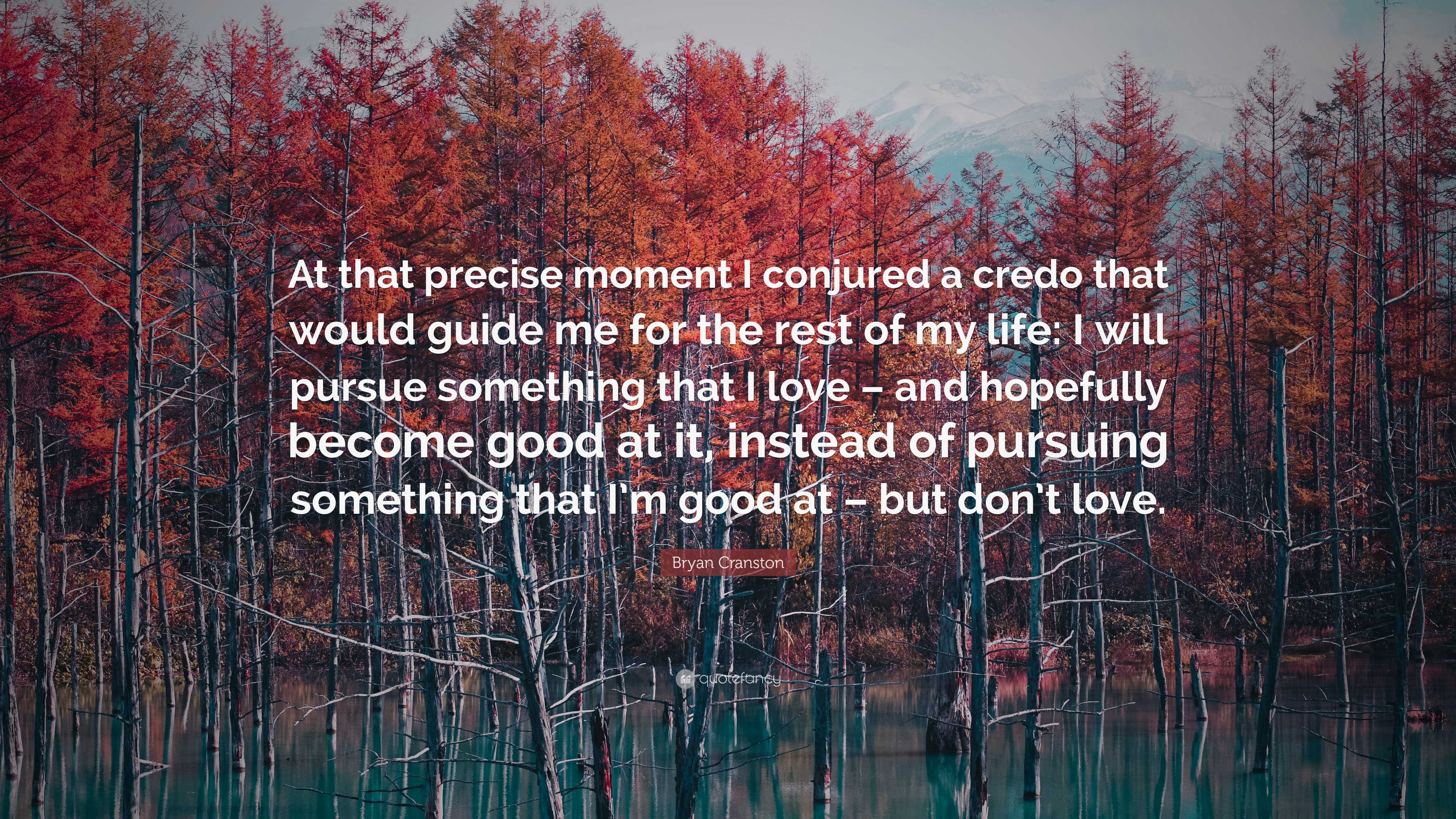 Bryan Cranston Quote: “At that precise moment I conjured a credo that ...
