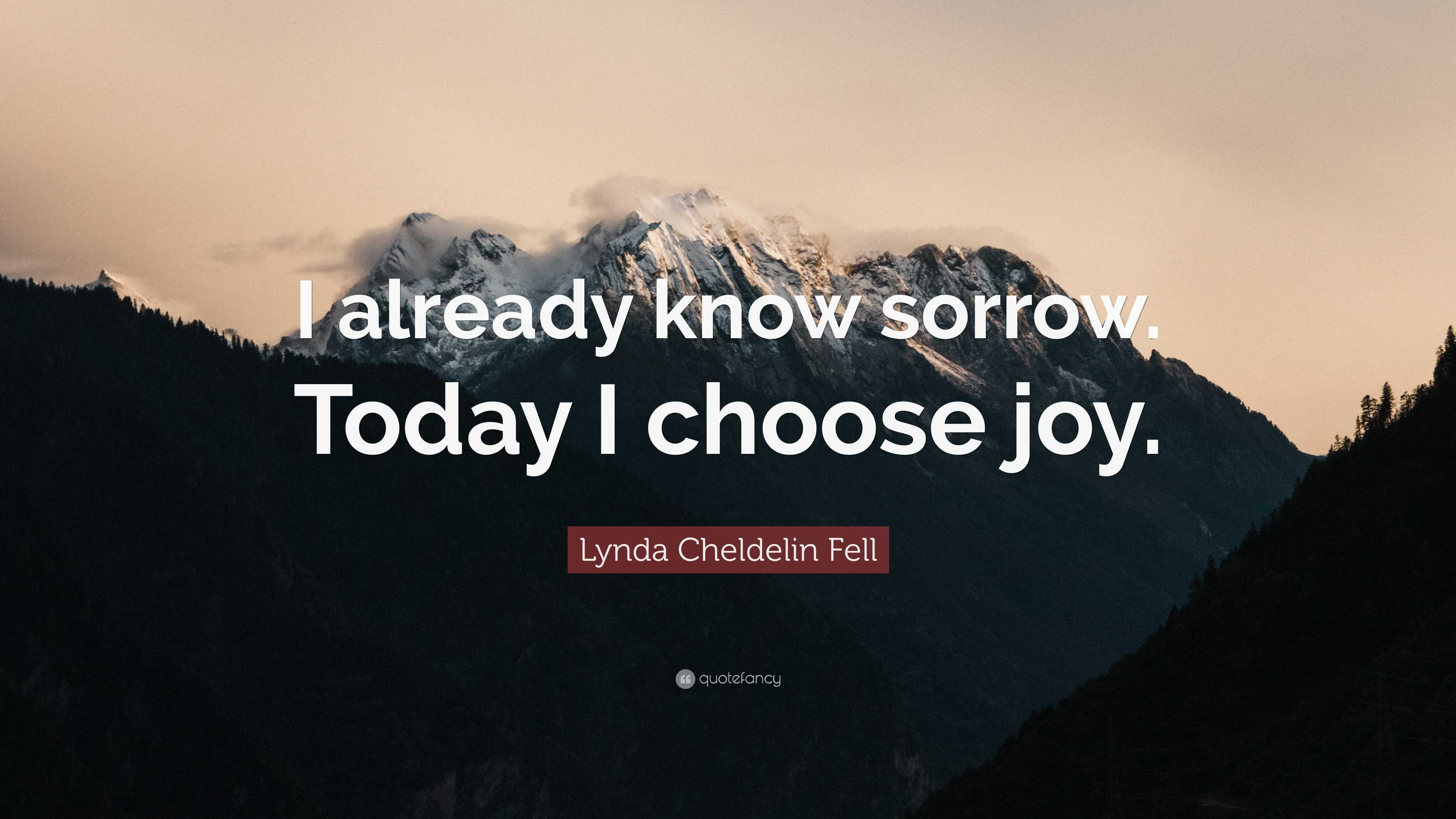 Lynda Cheldelin Fell Quote: “I already know sorrow. Today I choose joy.”