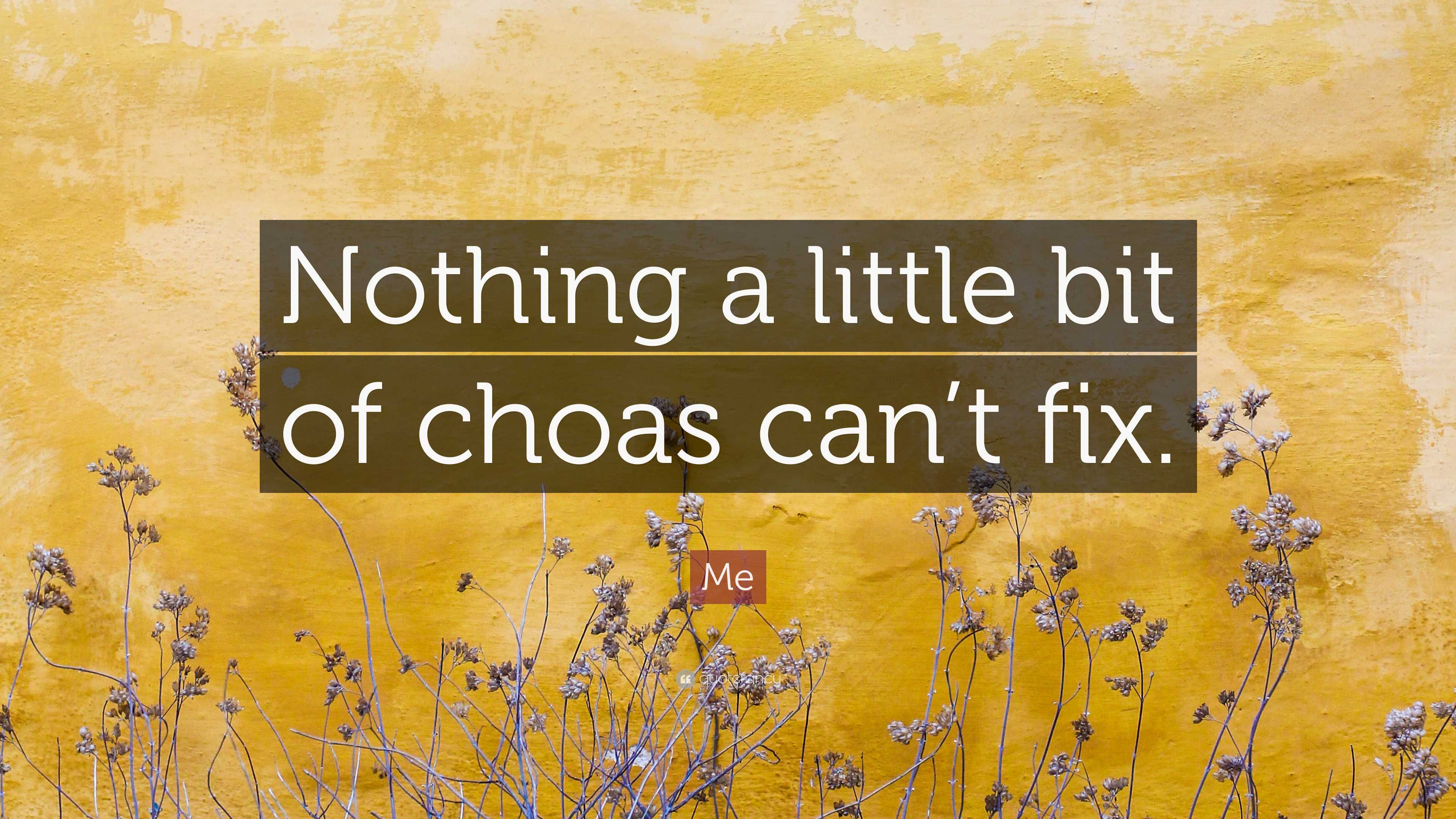 Me Quote: “Nothing a little bit of choas can’t fix.”