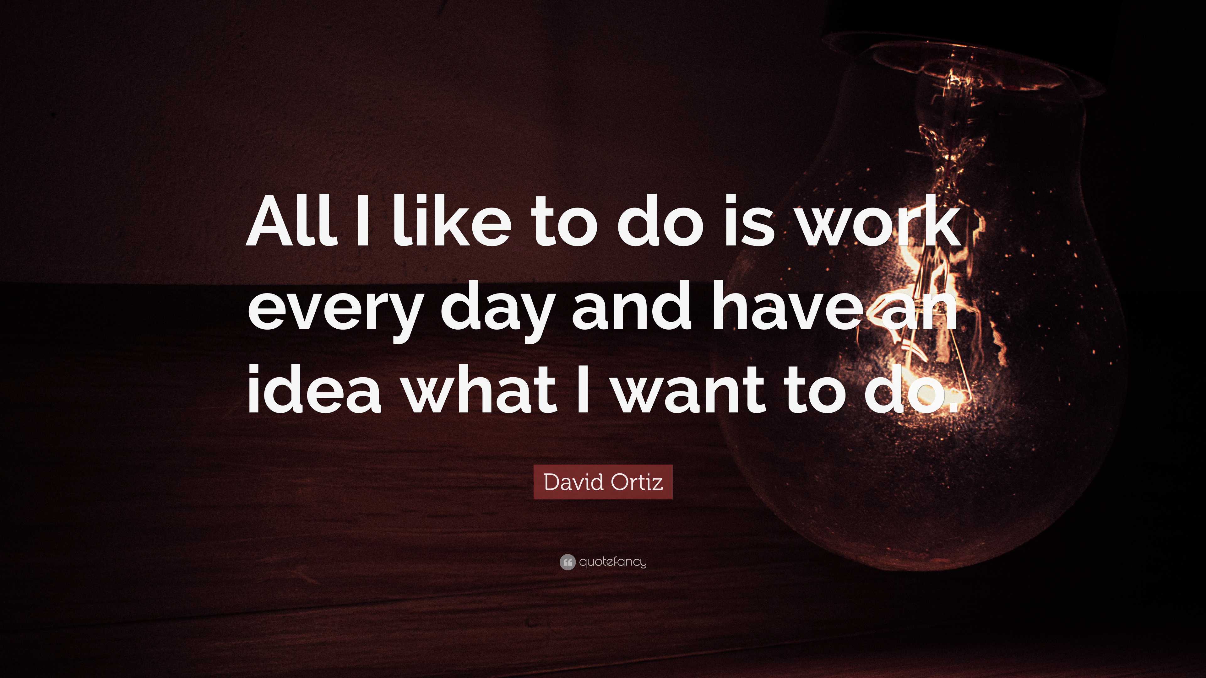 David Ortiz Quote: “All I like to do is work every day and have an idea ...
