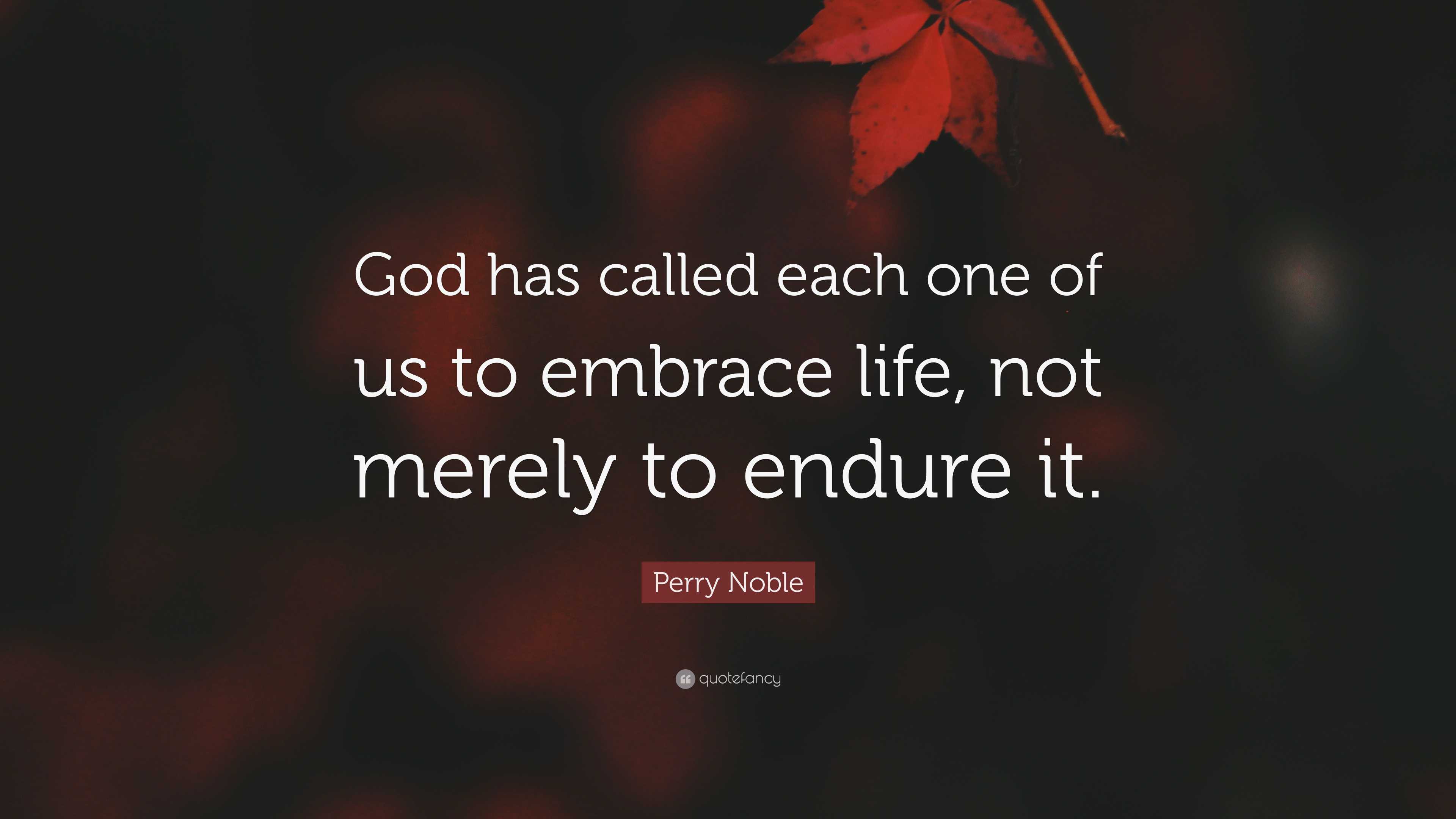 Perry Noble Quote: “God has called each one of us to embrace life, not ...