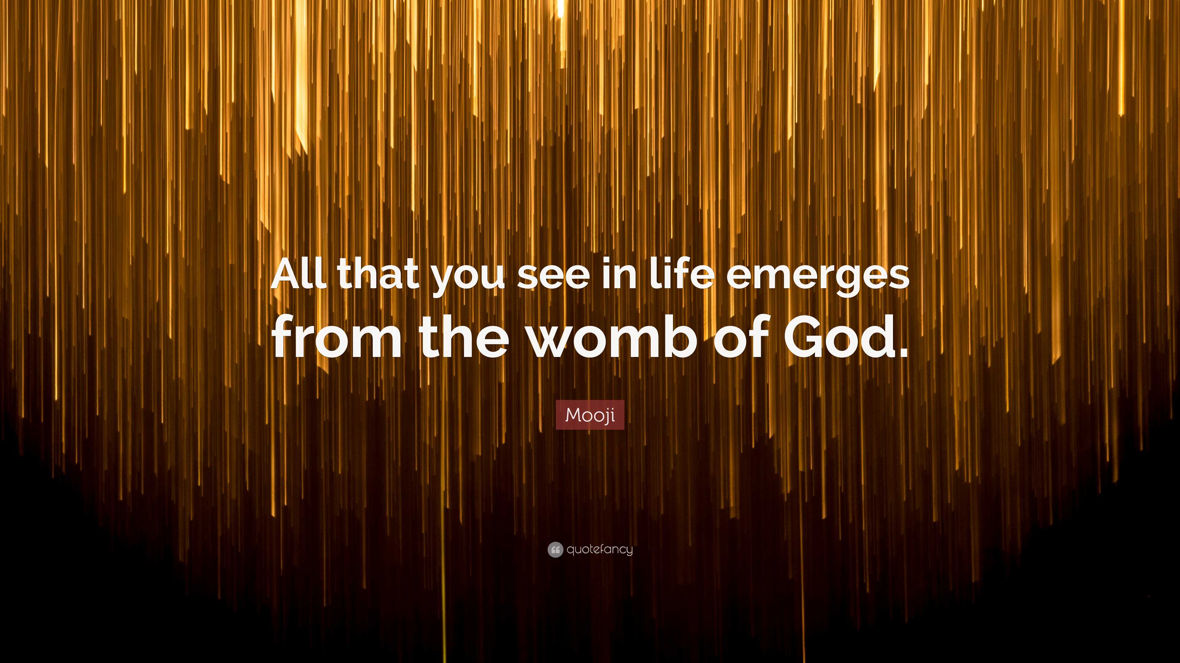 Mooji Quote: “All that you see in life emerges from the womb of God.”