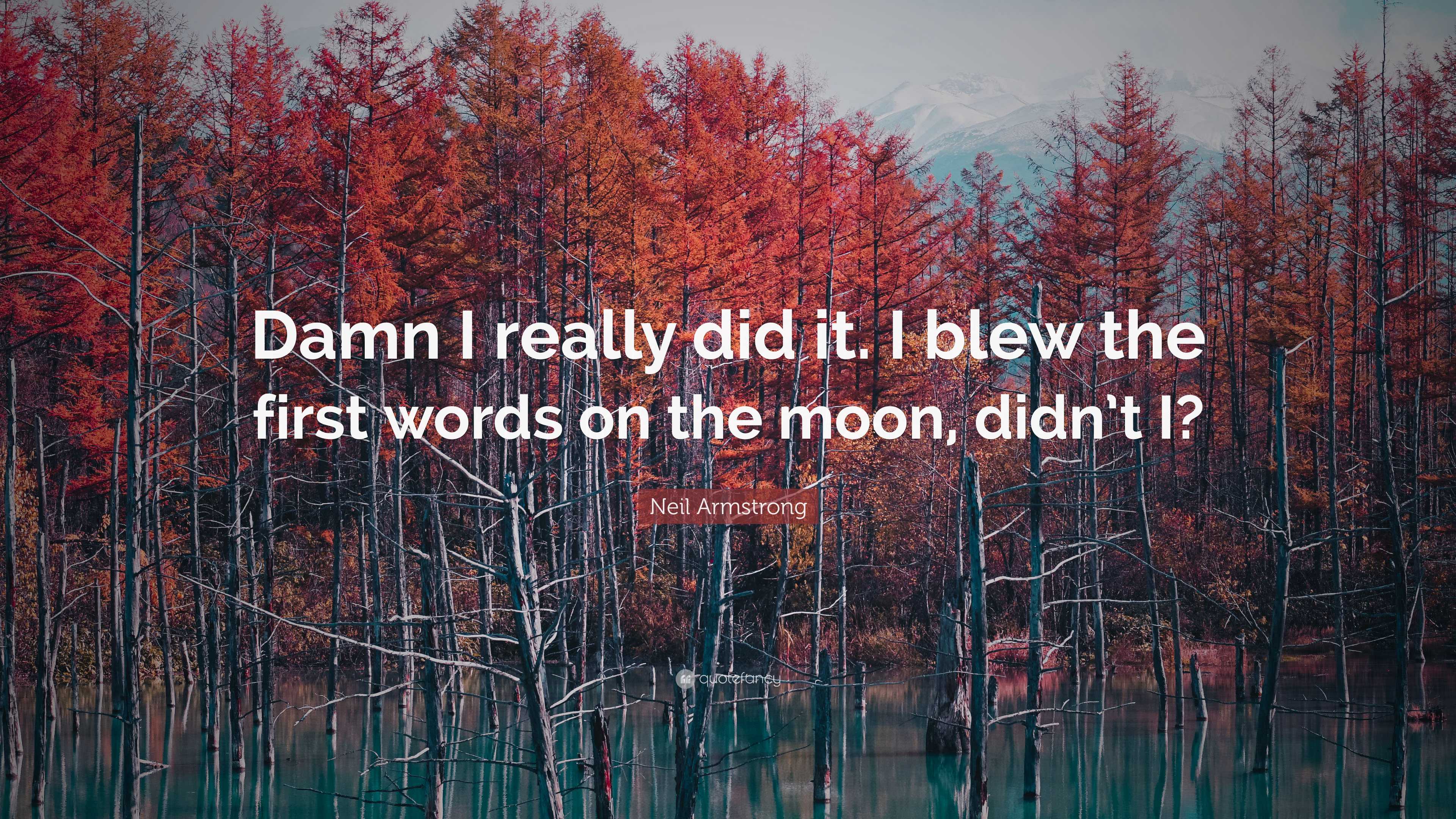 Neil Armstrong Quote: “Damn I really did it. I blew the first words on ...