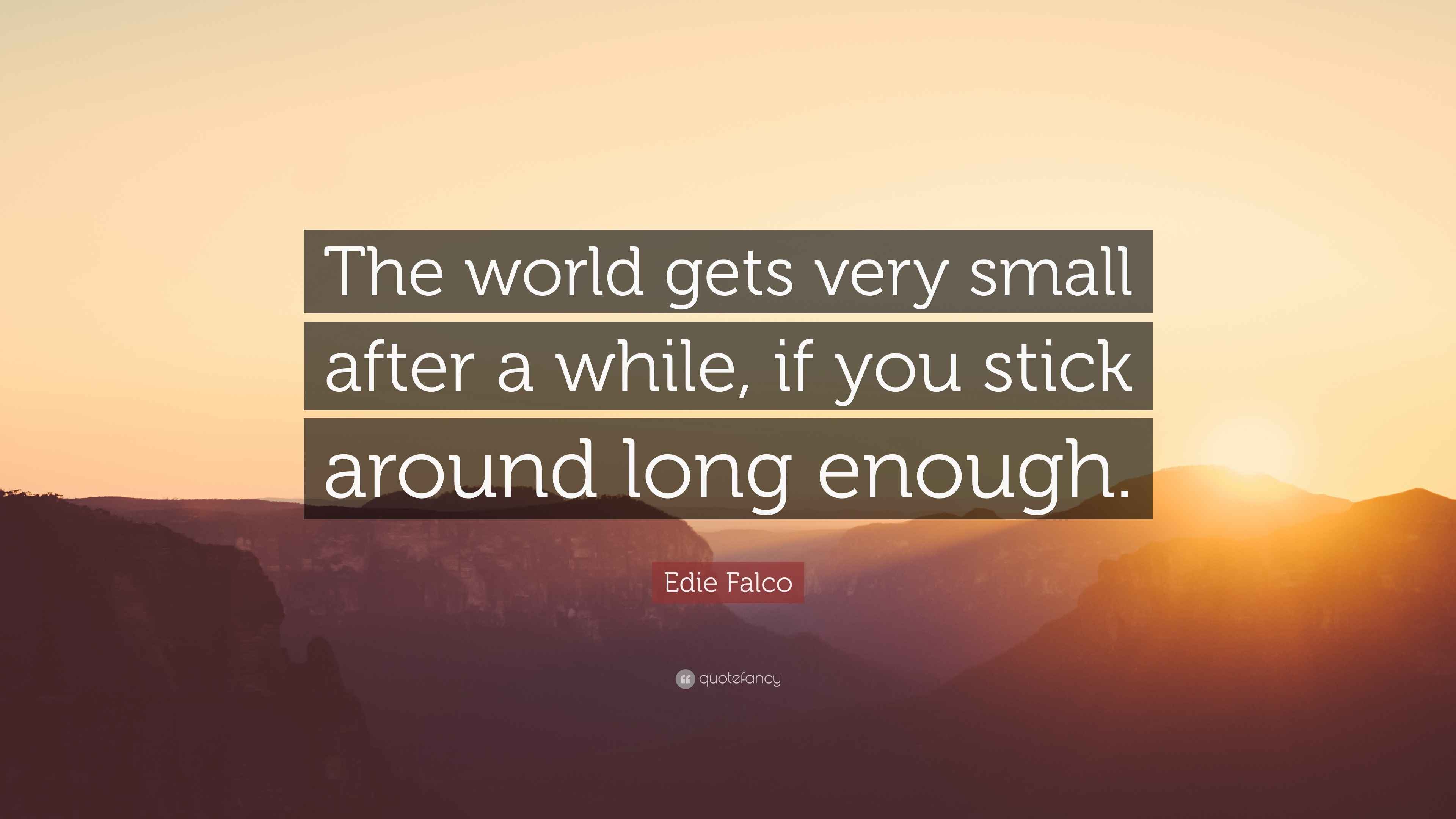 Edie Falco Quote: “The world gets very small after a while, if you ...