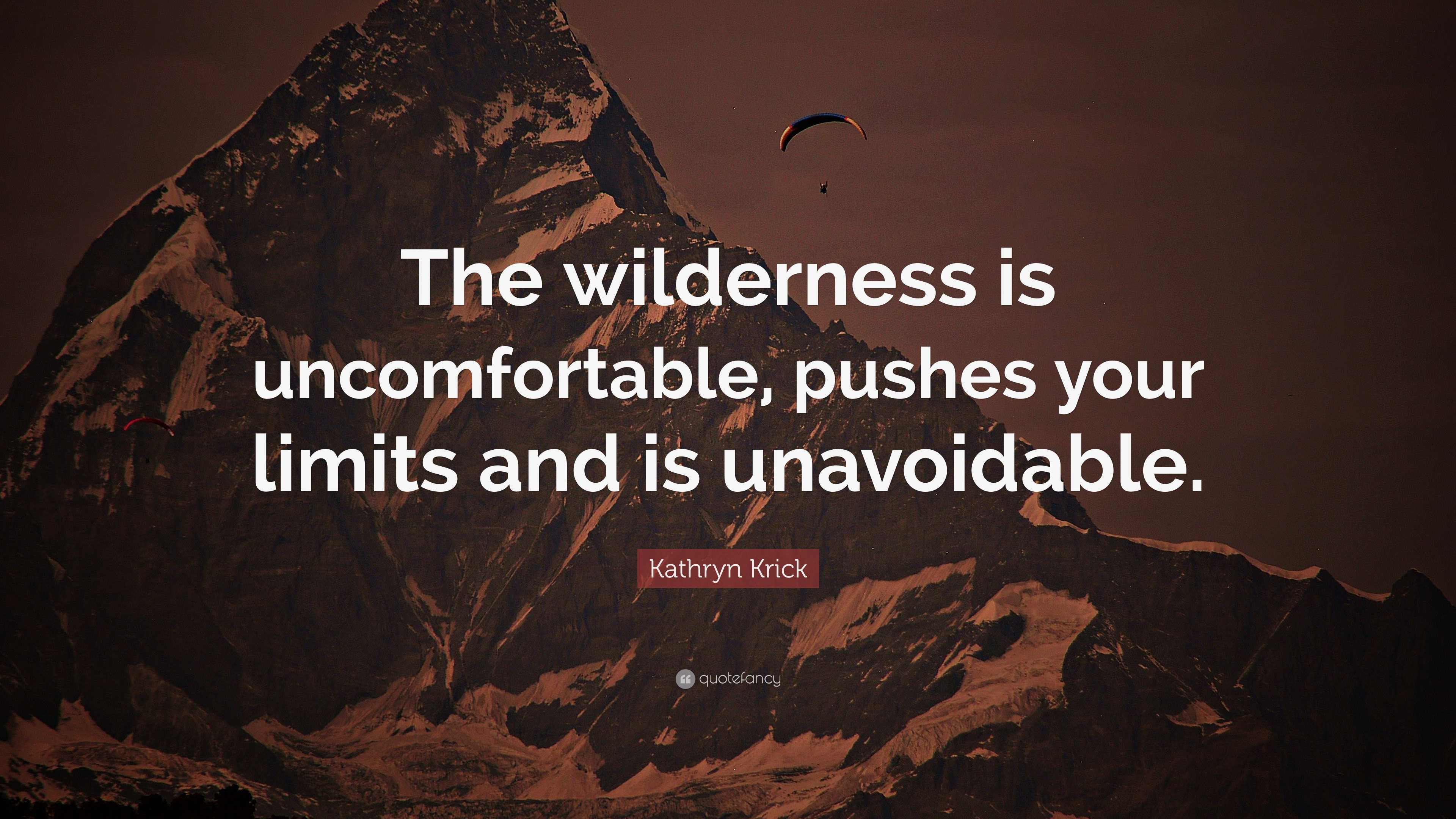 Kathryn Krick Quote: “The wilderness is uncomfortable, pushes your ...