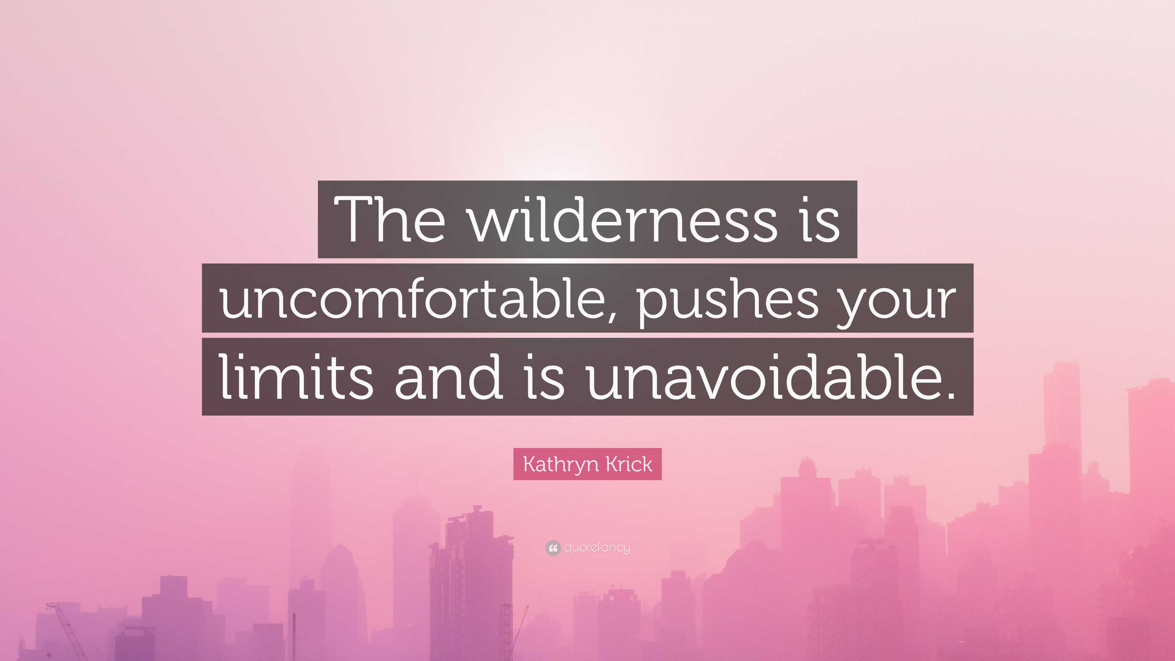 Kathryn Krick Quote: “The wilderness is uncomfortable, pushes your ...