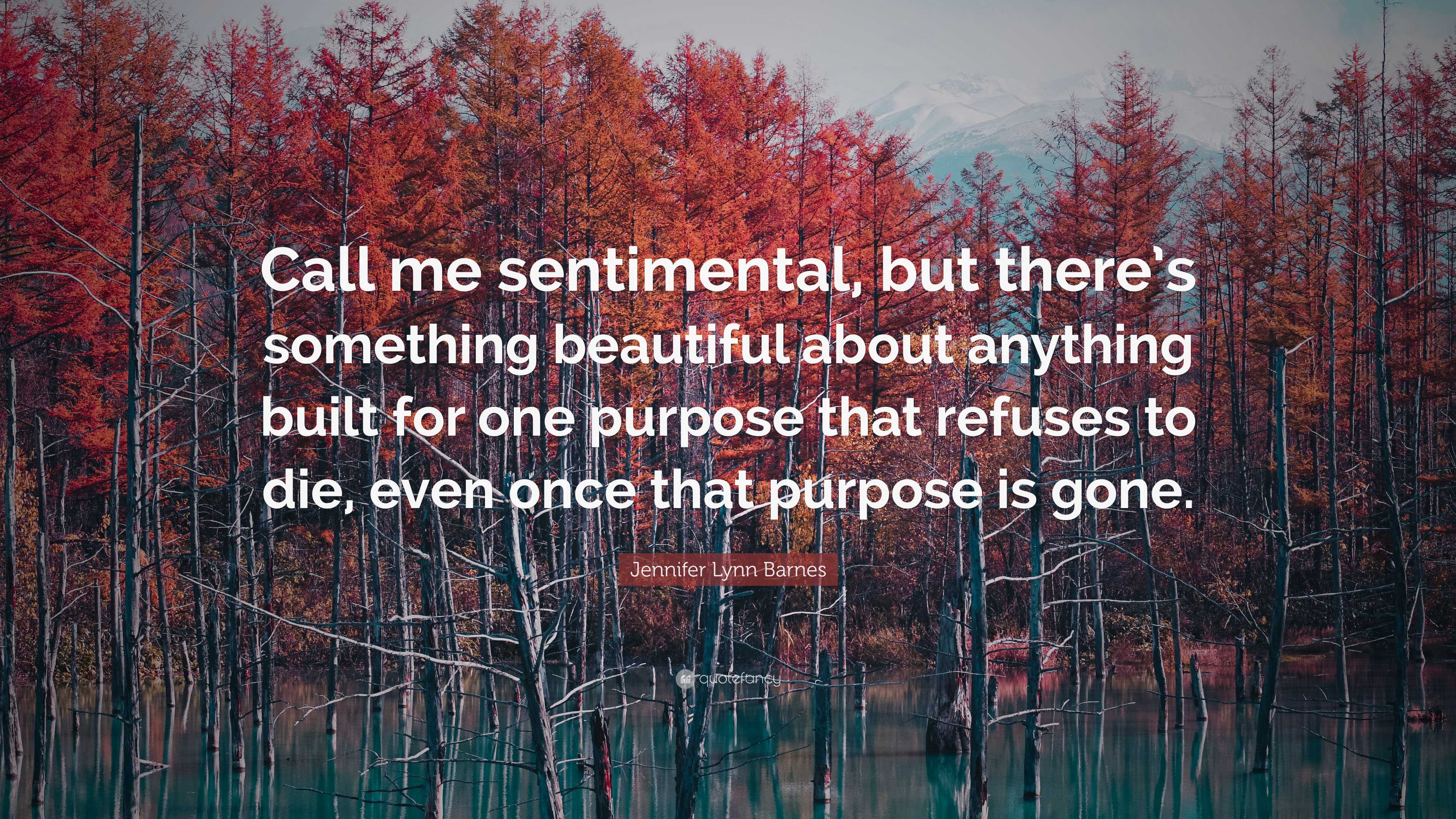 Jennifer Lynn Barnes Quote: “Call me sentimental, but there’s something ...