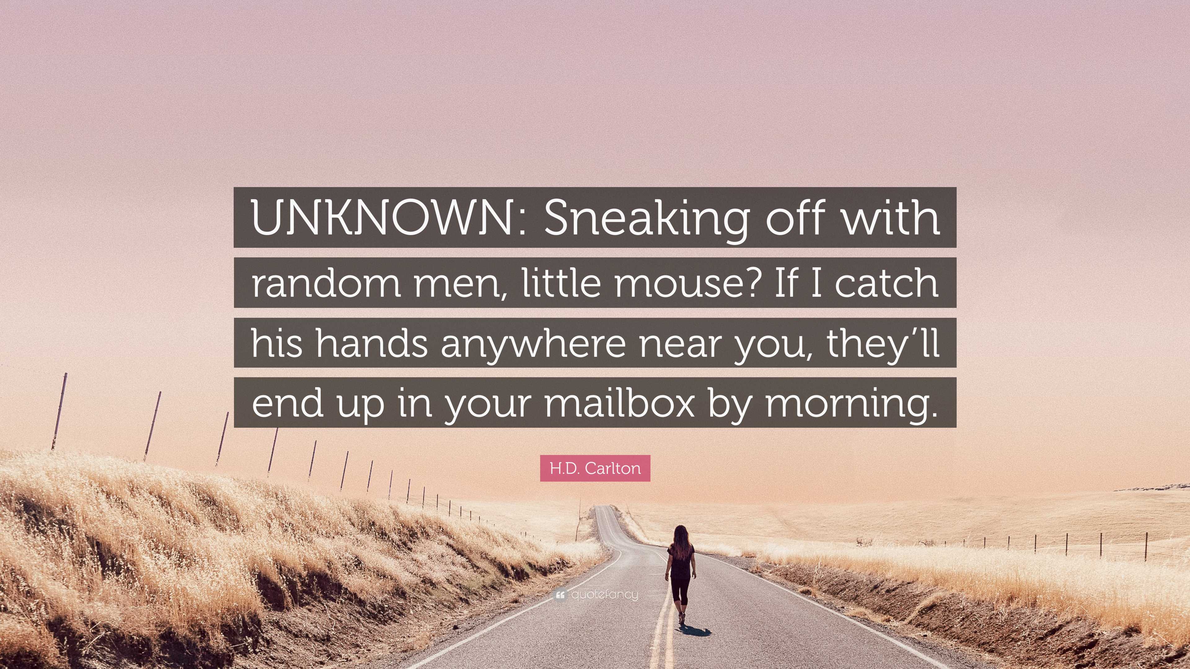 H.D. Carlton Quote: “UNKNOWN: Sneaking off with random men, little ...