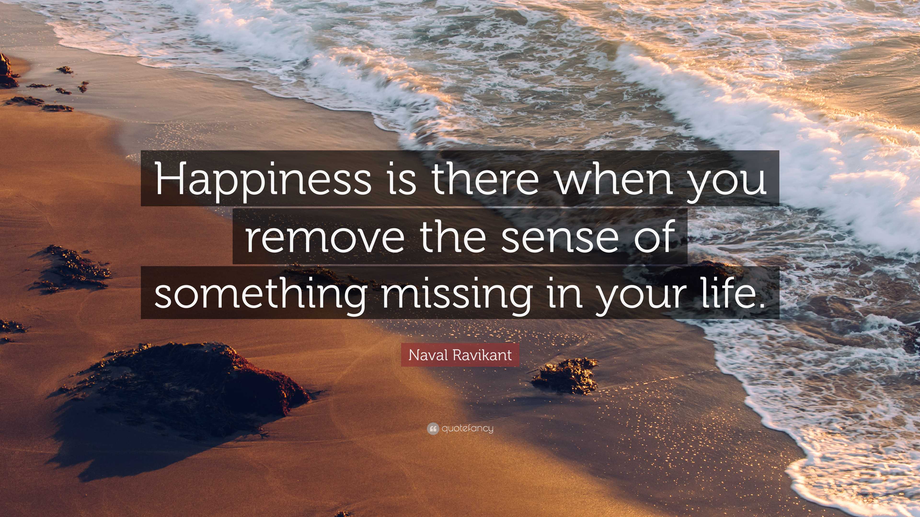 Naval Ravikant Quote: “Happiness is there when you remove the sense of ...
