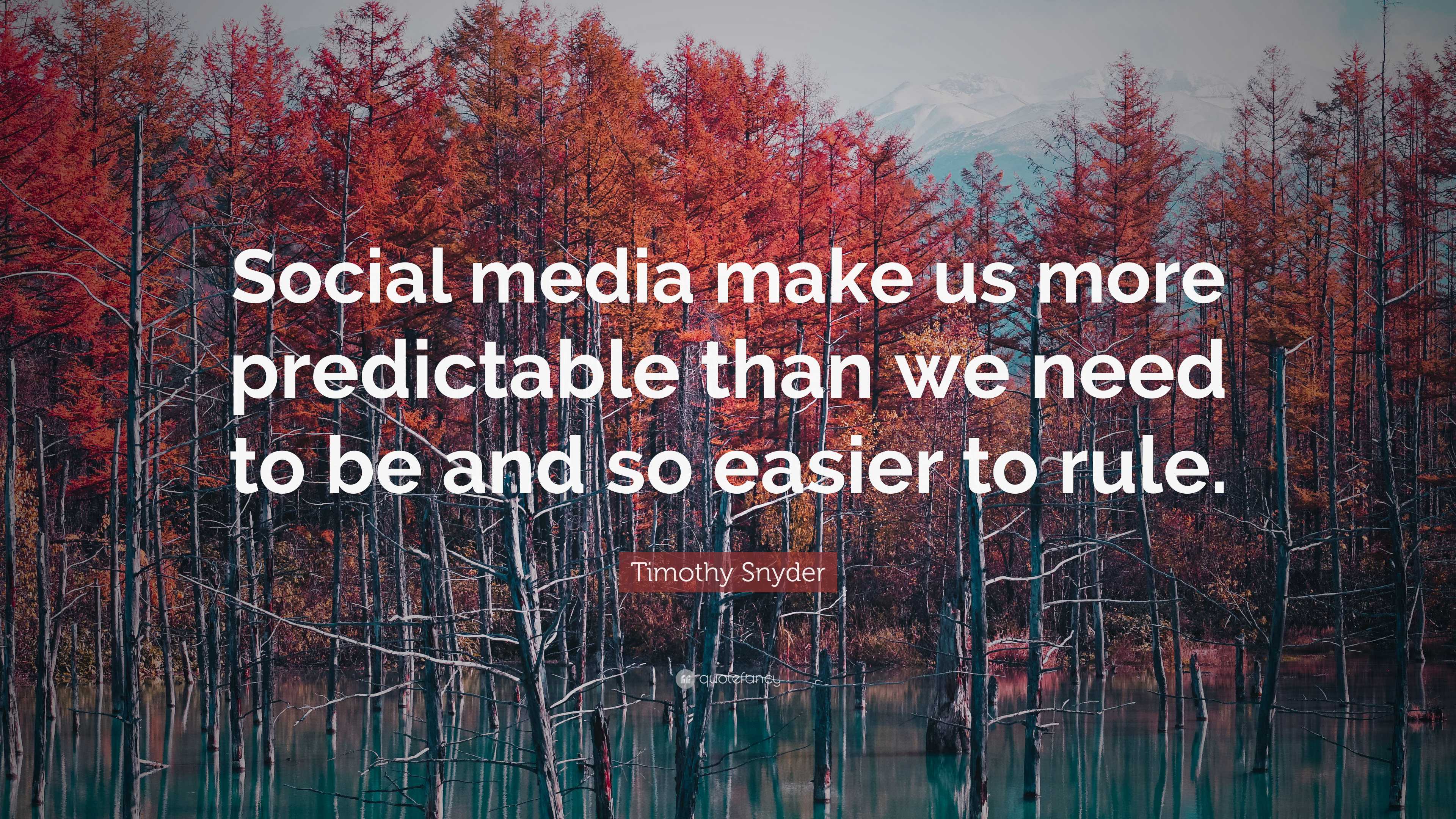 Timothy Snyder Quote: “Social media make us more predictable than we ...