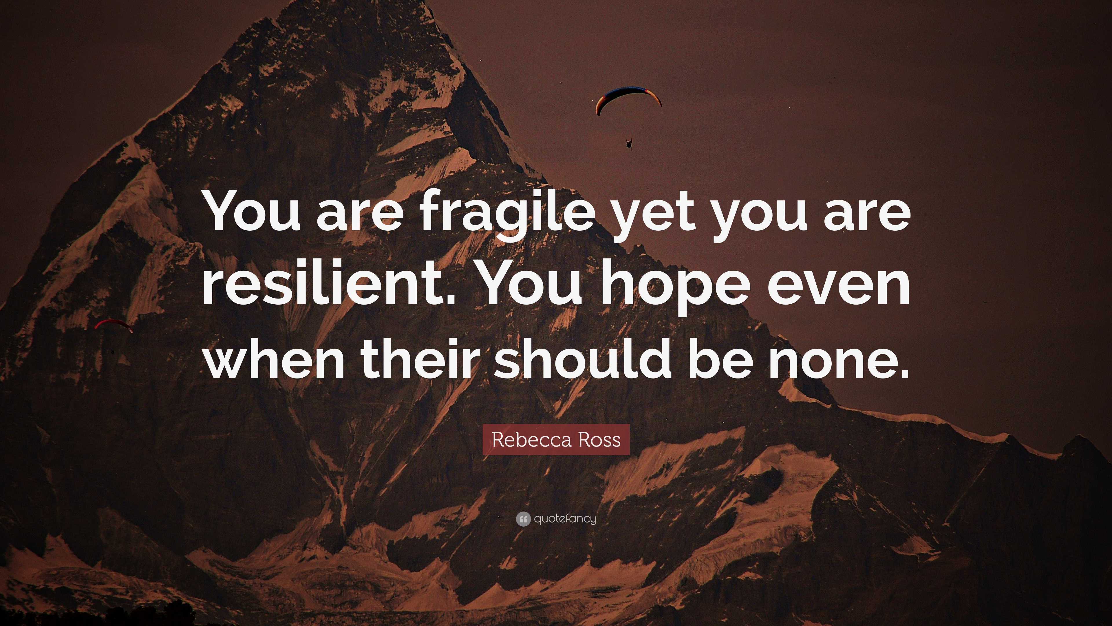Rebecca Ross Quote: “You are fragile yet you are resilient. You hope ...