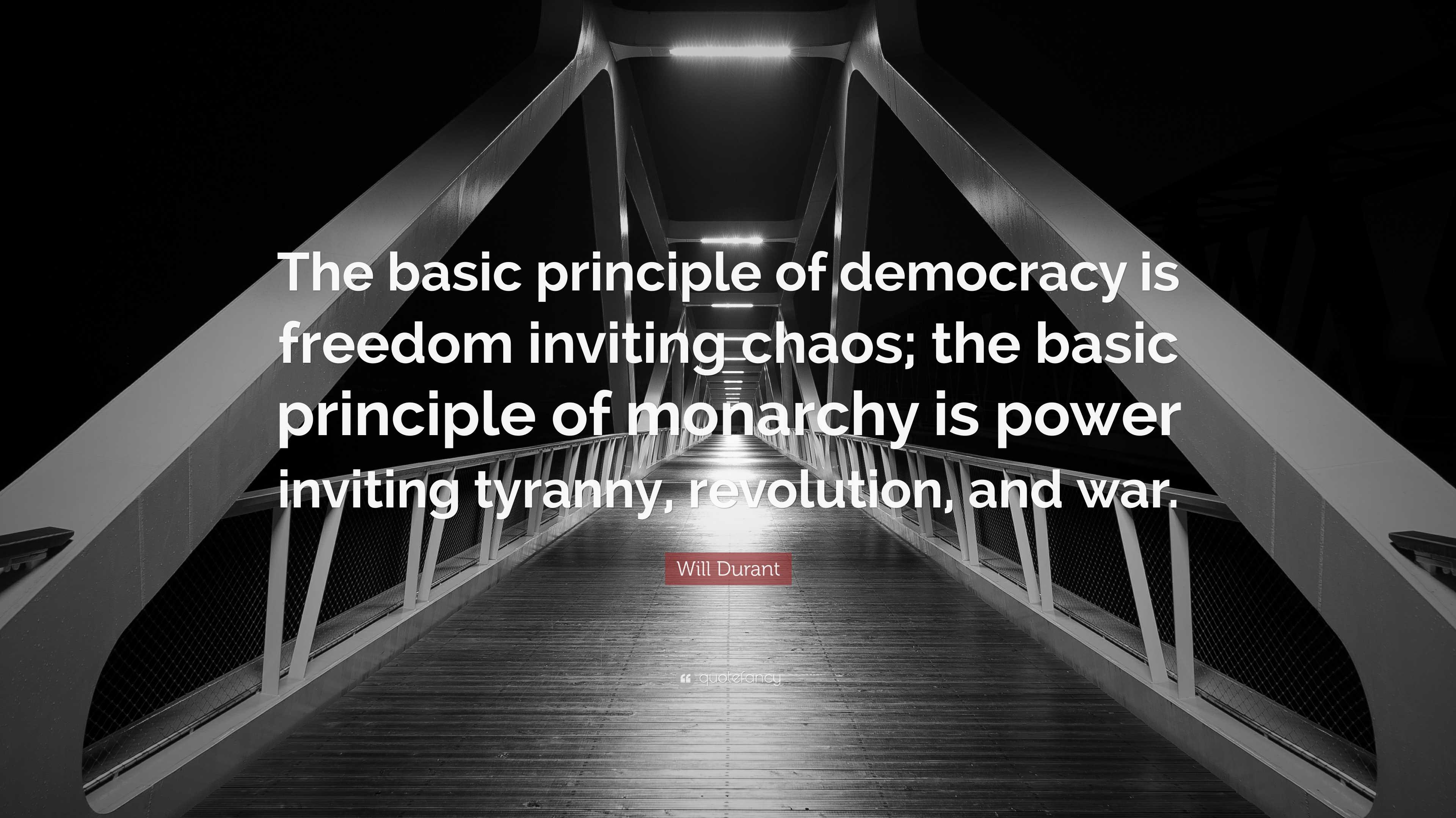 Will Durant Quote: “The basic principle of democracy is freedom ...