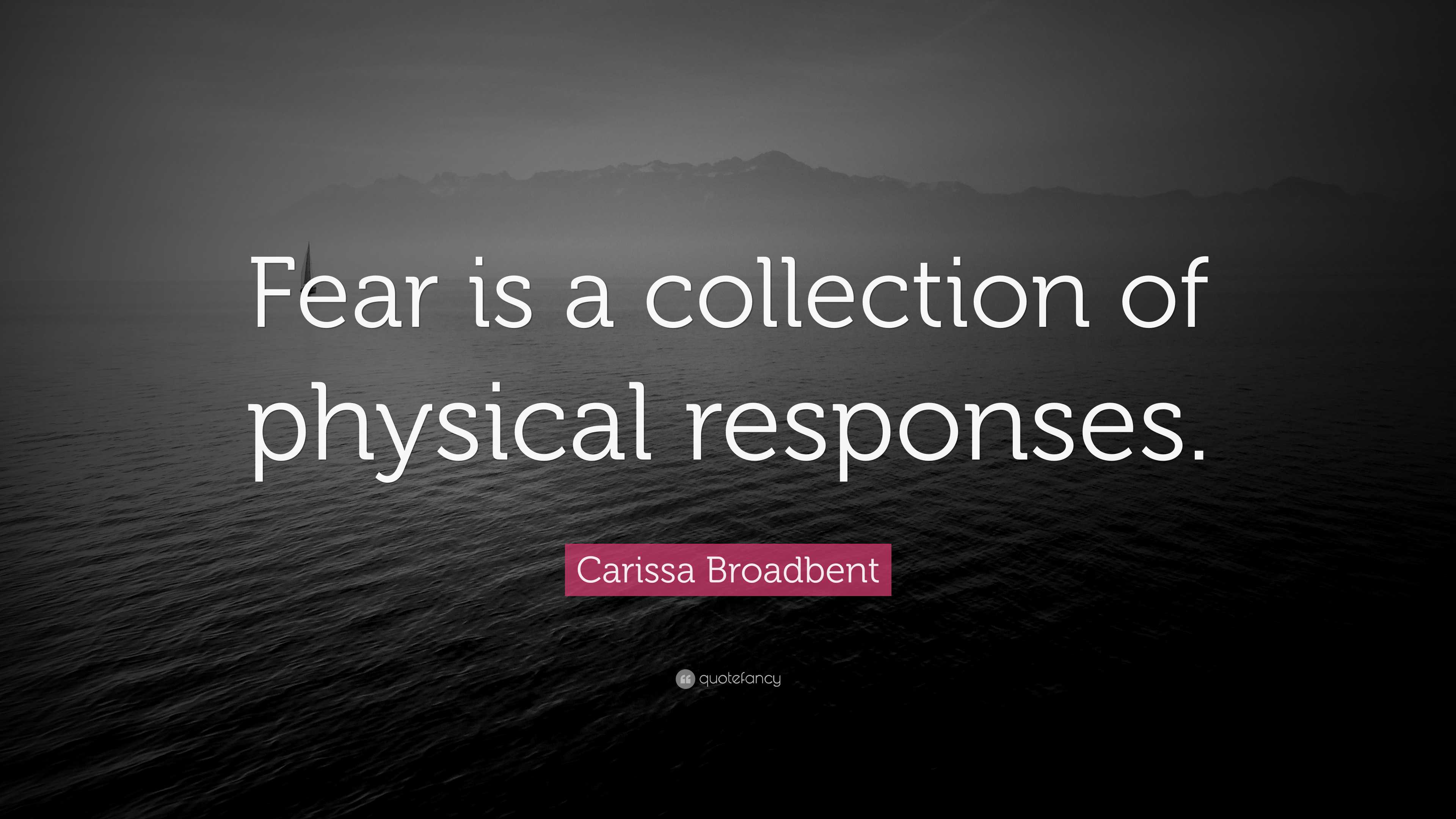 Carissa Broadbent Quote: “Fear is a collection of physical responses.”