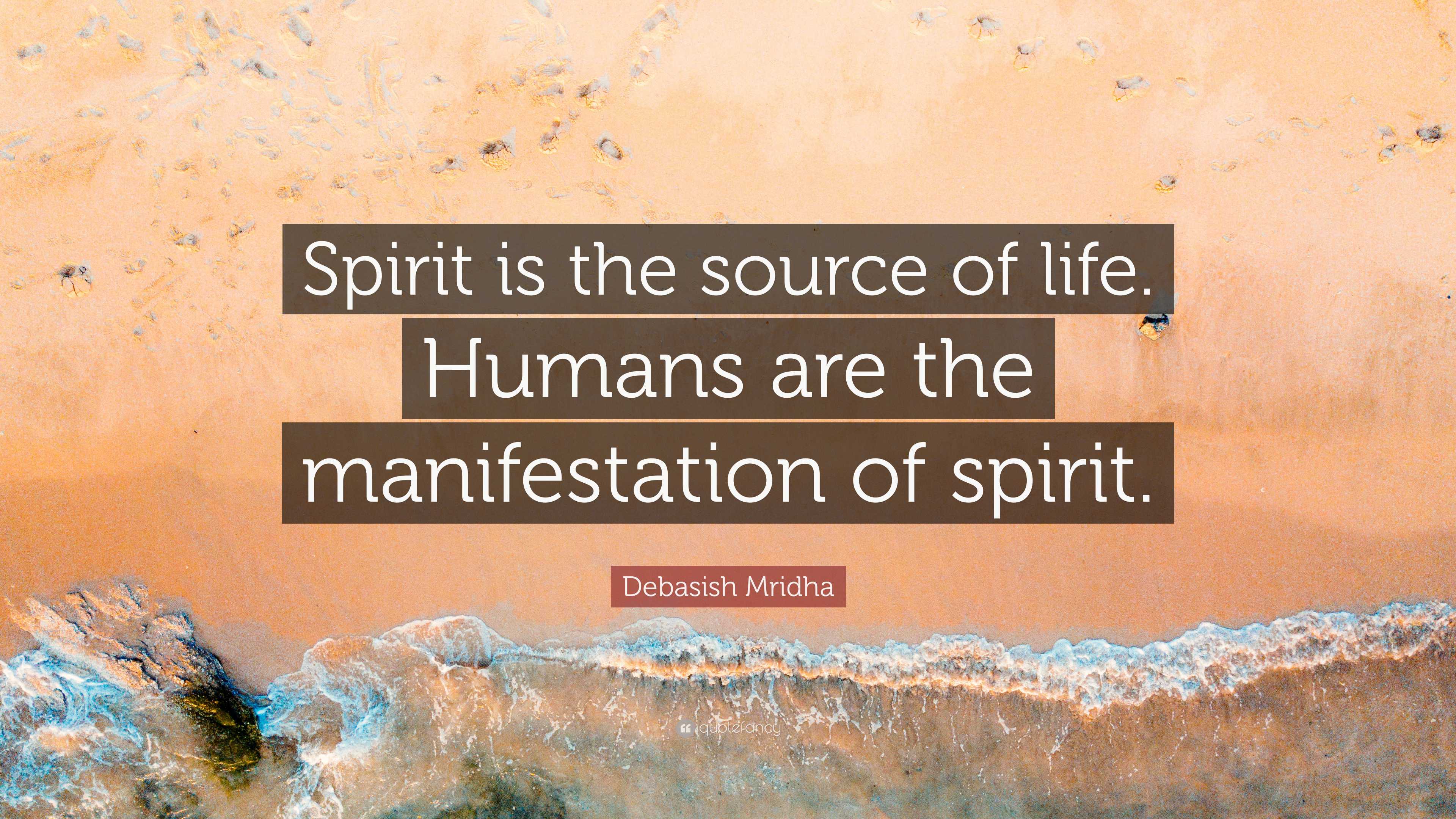 Debasish Mridha Quote: “Spirit is the source of life. Humans are the ...