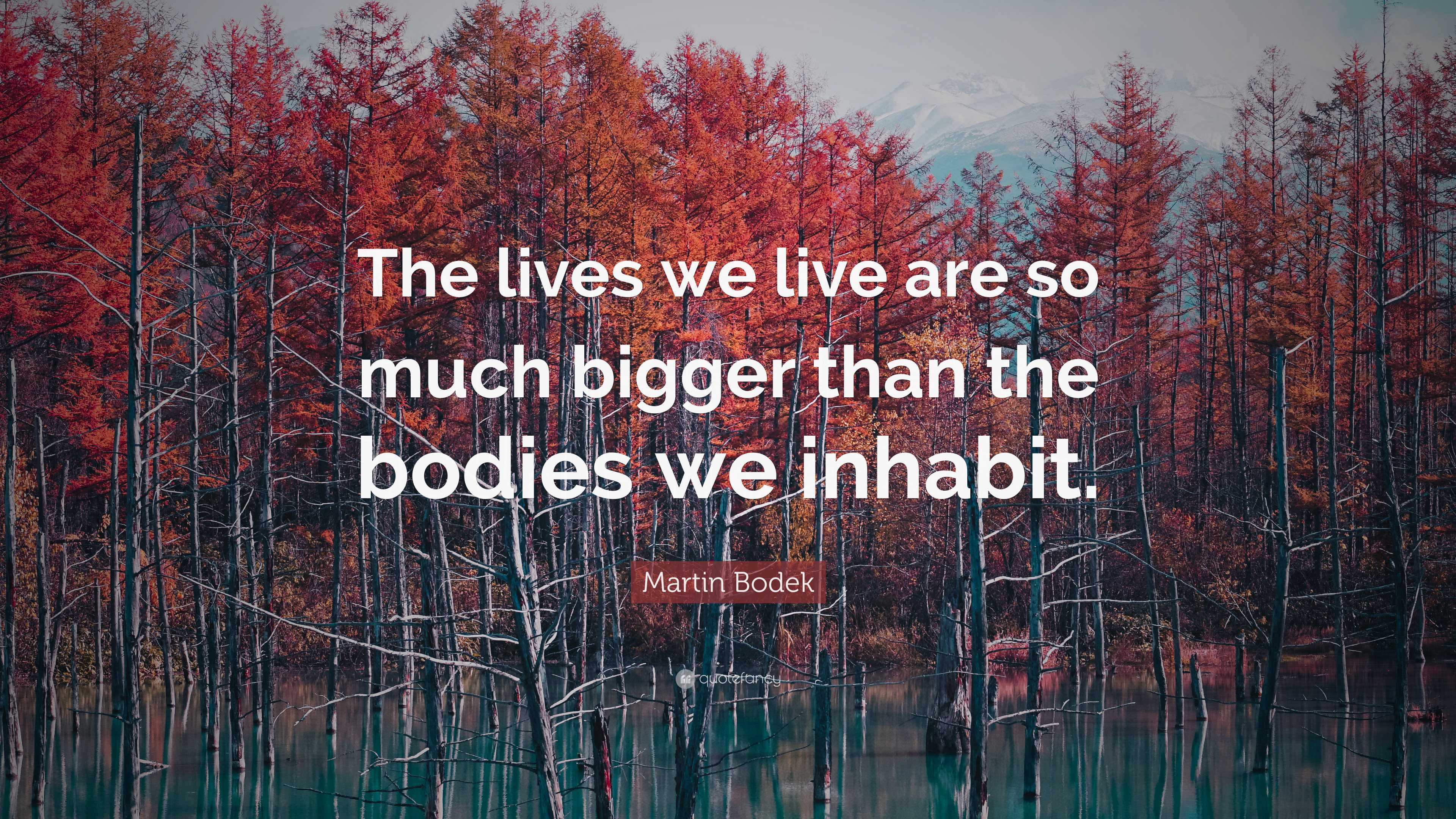 Martin Bodek Quote: “The lives we live are so much bigger than the ...