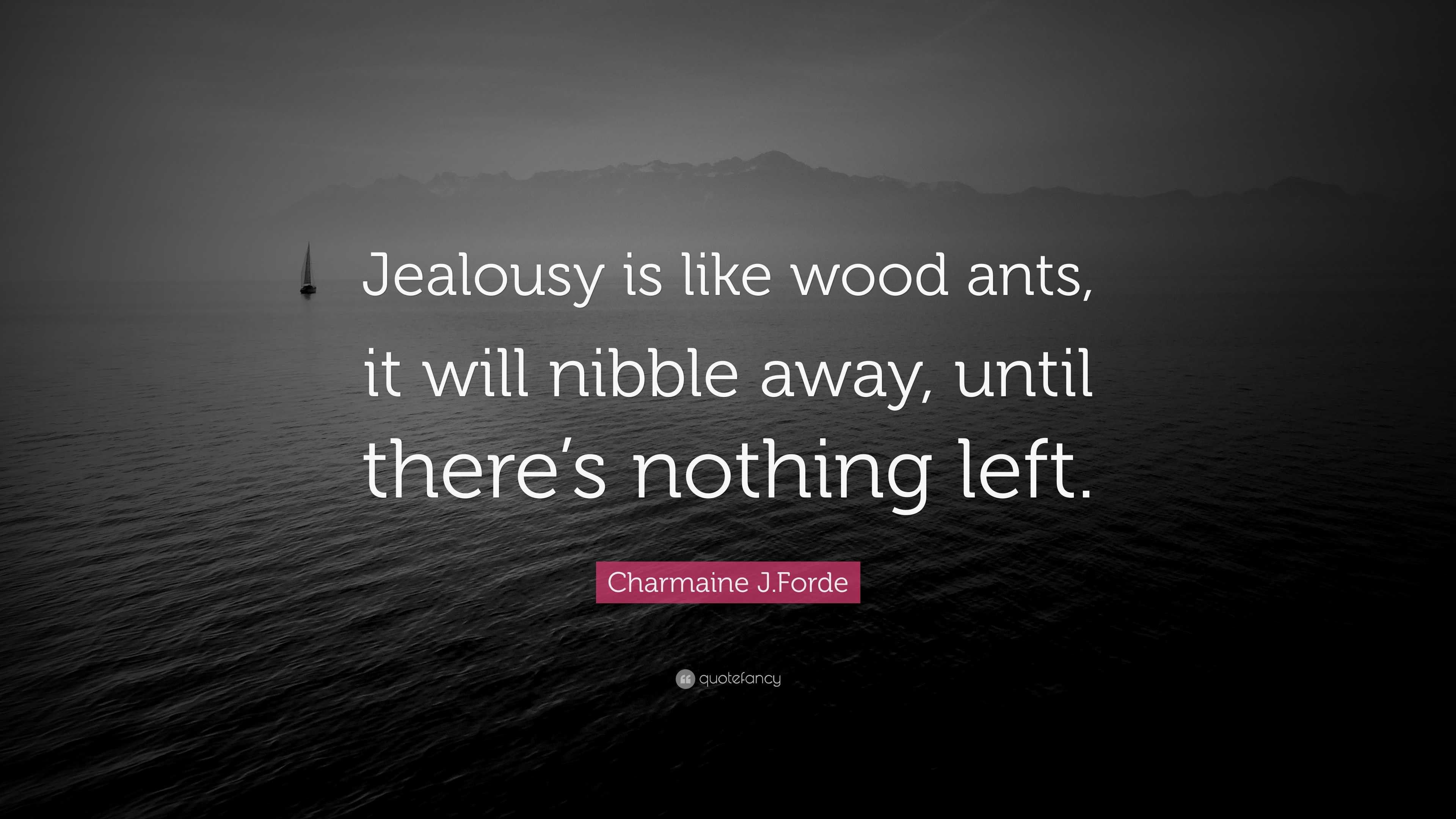 Charmaine J.Forde Quote: “Jealousy is like wood ants, it will nibble ...