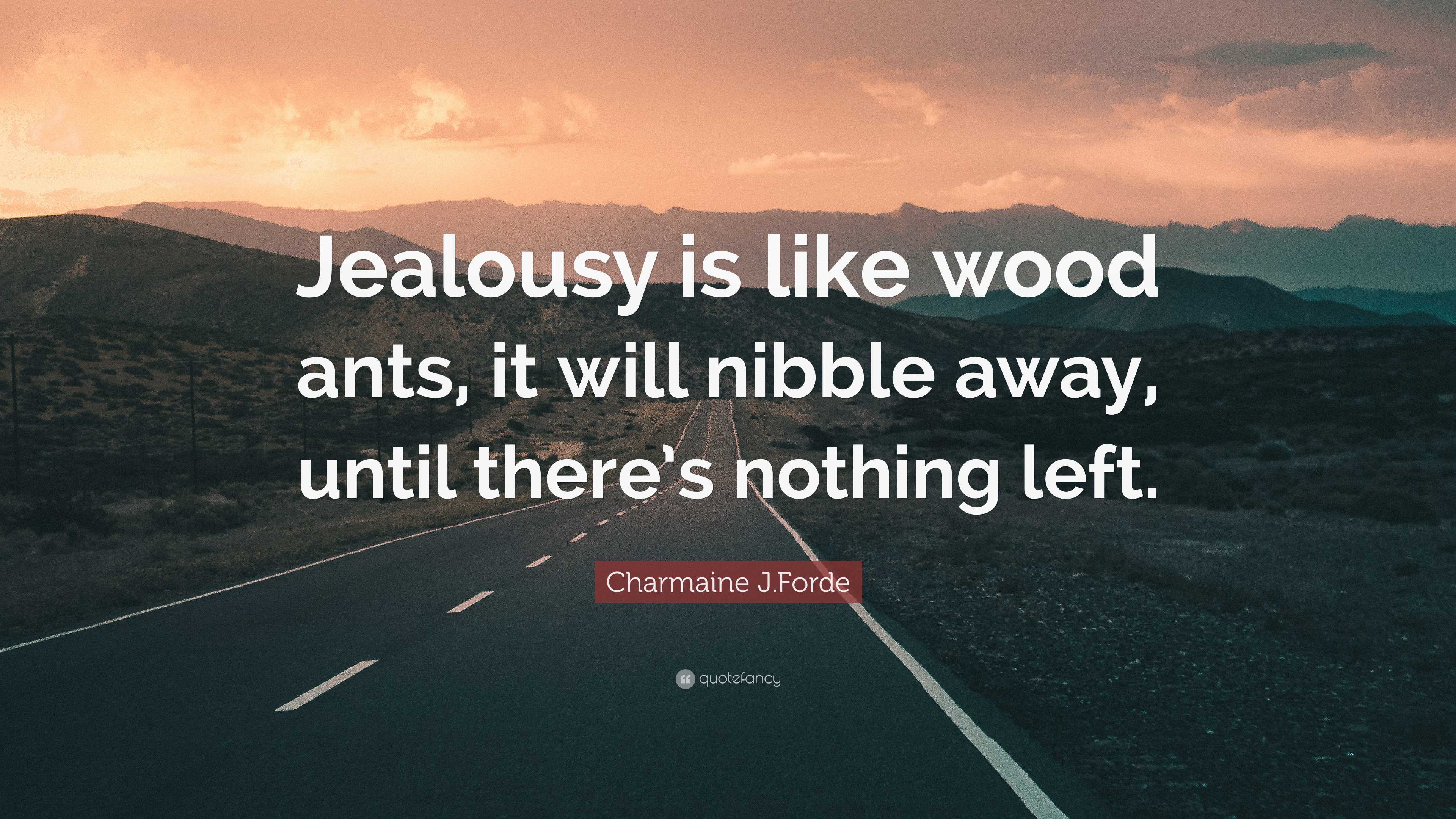 Charmaine J.Forde Quote: “Jealousy is like wood ants, it will nibble ...