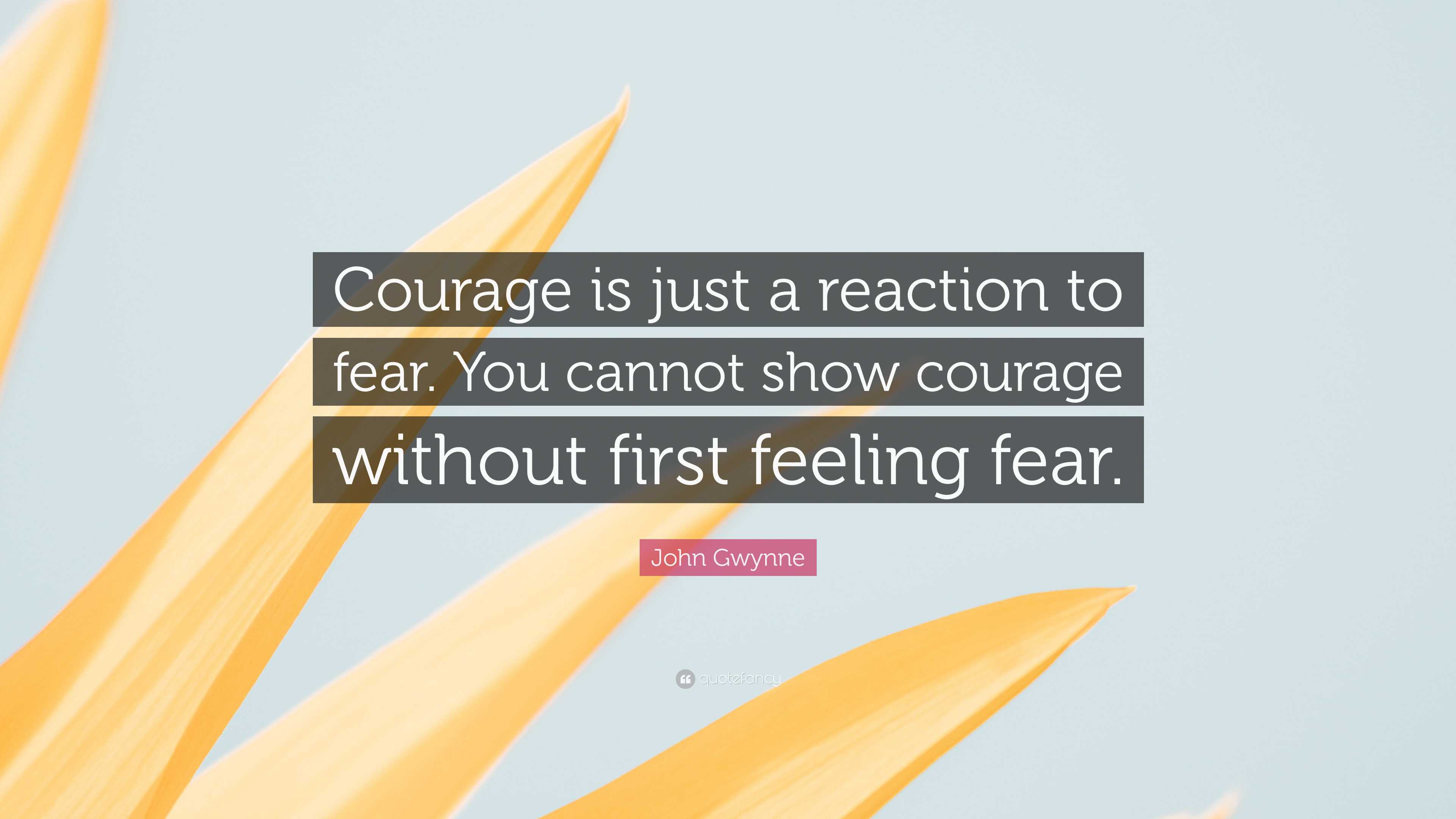 John Gwynne Quote: “Courage is just a reaction to fear. You cannot show ...