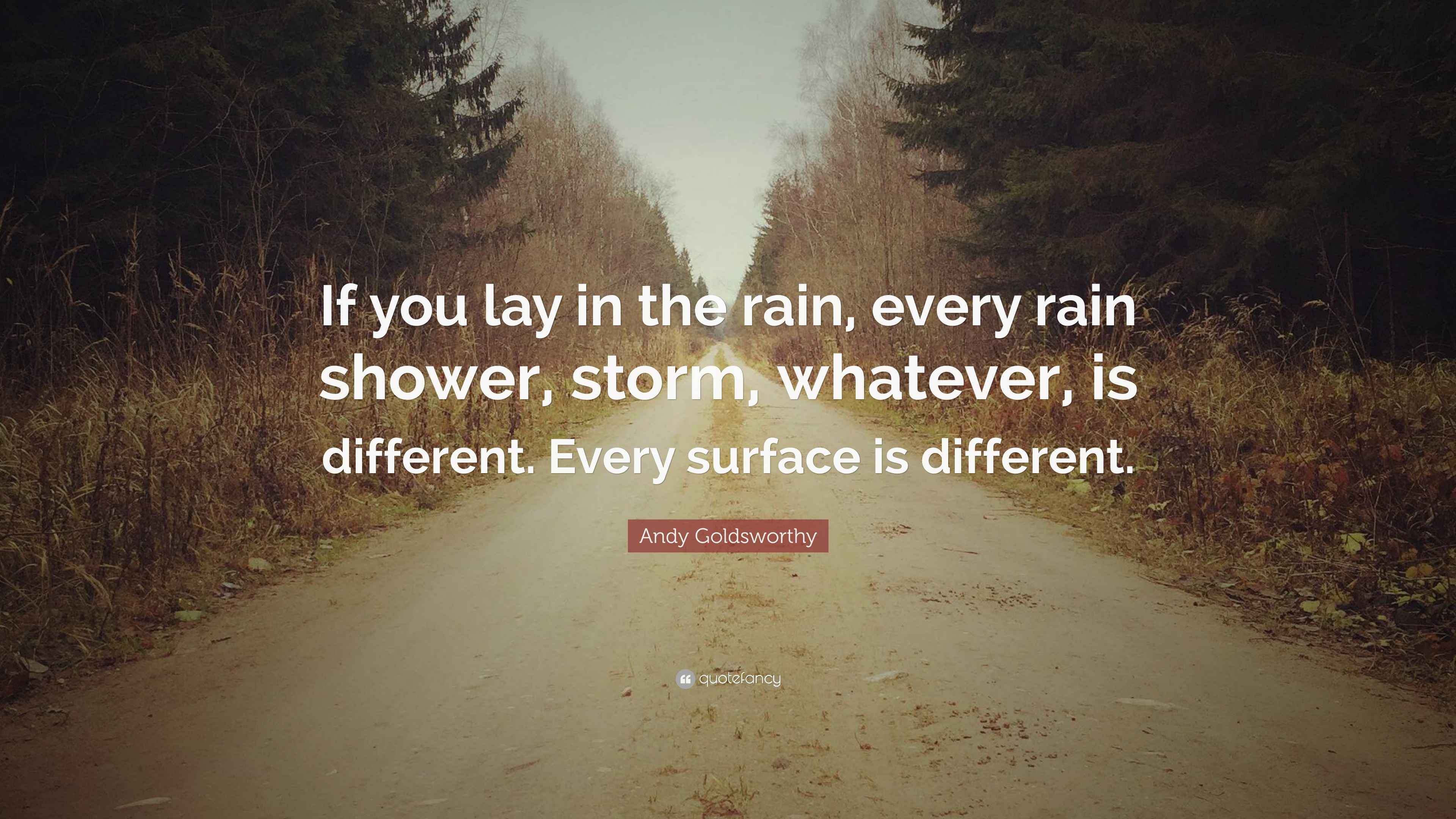 Andy Goldsworthy Quote: “If you lay in the rain, every rain shower ...