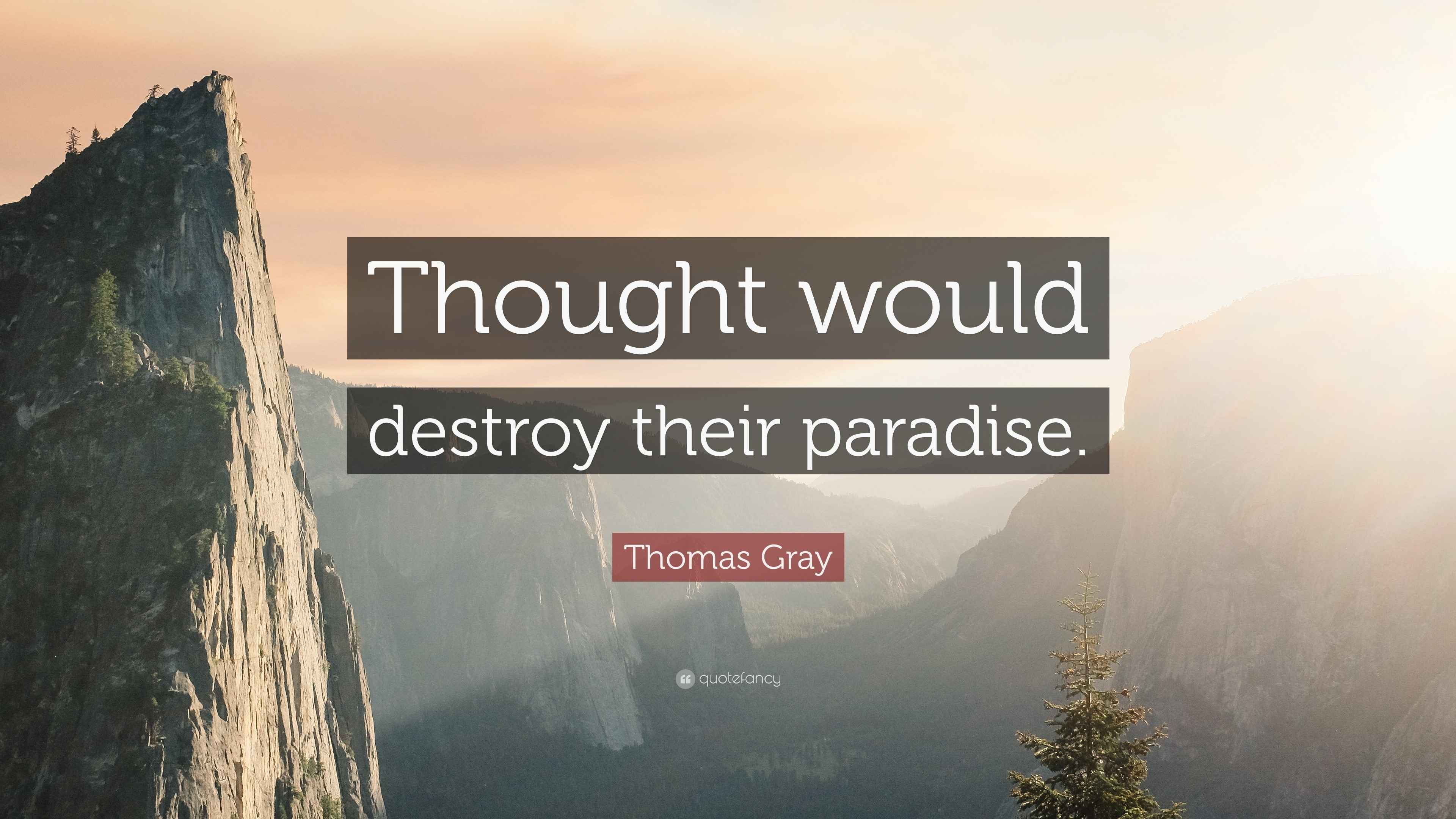 Thomas Gray Quote: “Thought would destroy their paradise.”