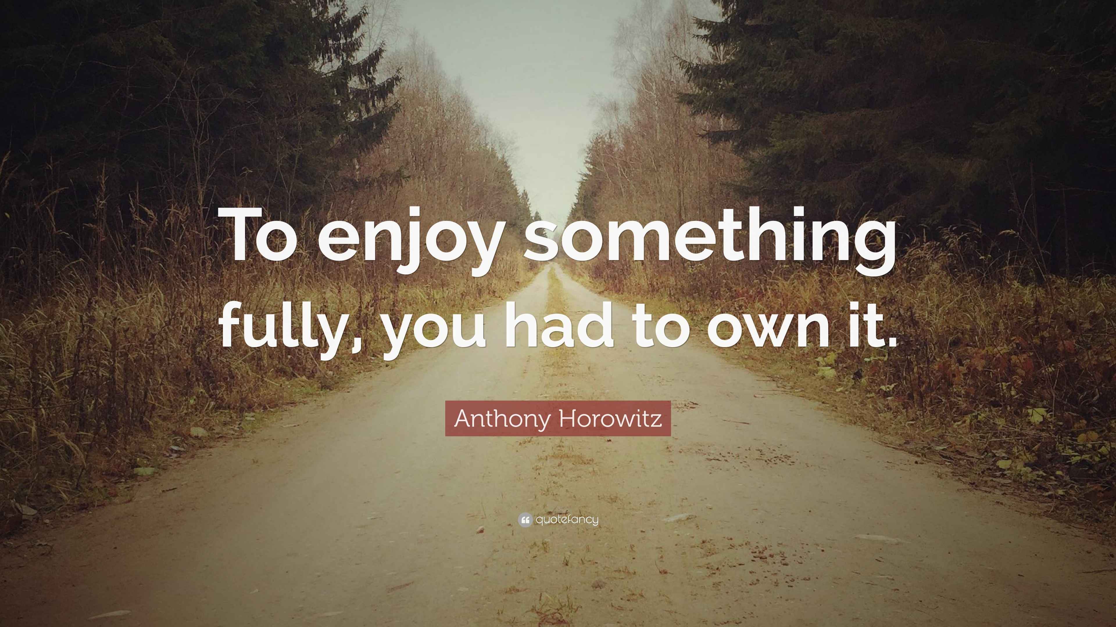 Anthony Horowitz Quote: “To enjoy something fully, you had to own it.”