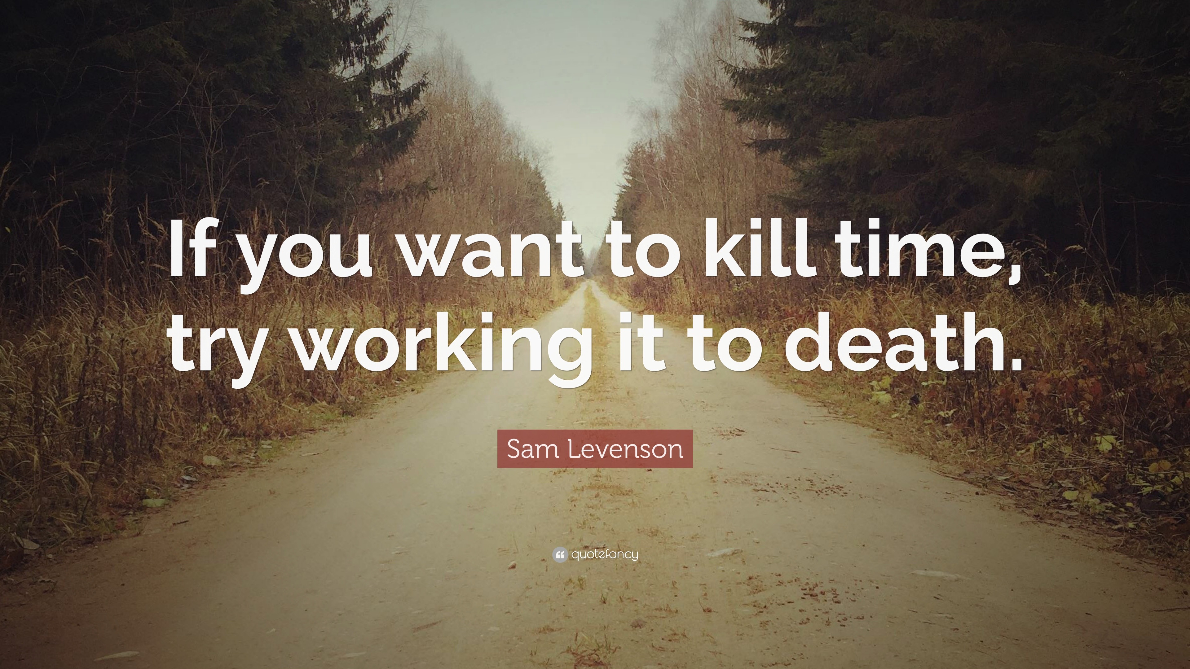 Sam Levenson Quote: “If you want to kill time, try working it to death.”