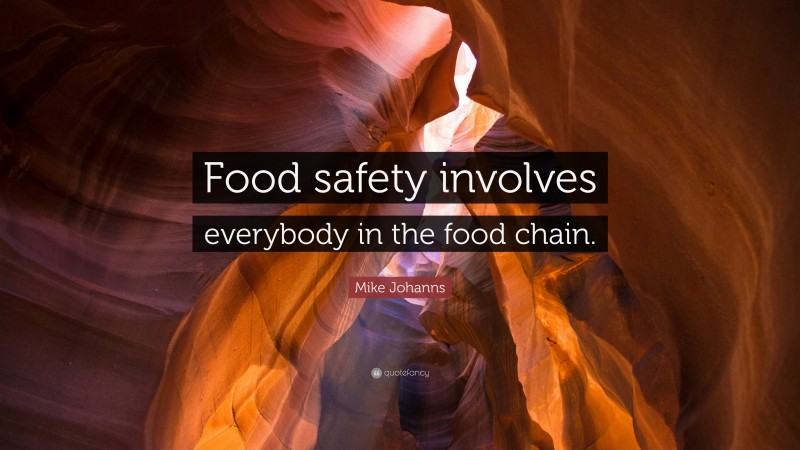 Mike Johanns Quote: “Food safety involves everybody in the food chain.”
