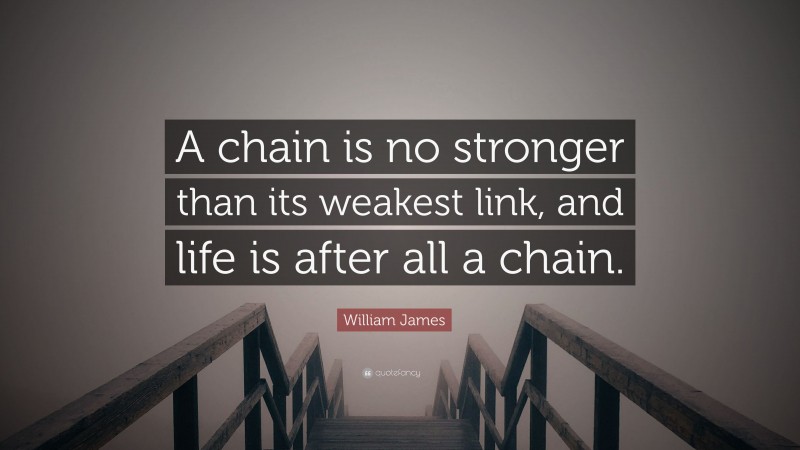 William James Quote: “A chain is no stronger than its weakest link, and ...