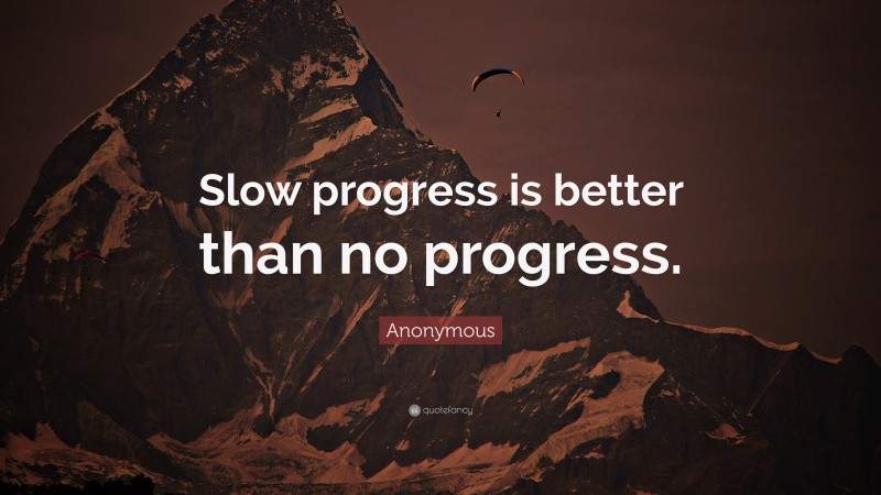 Anonymous Quote: “Slow progress is better than no progress.”