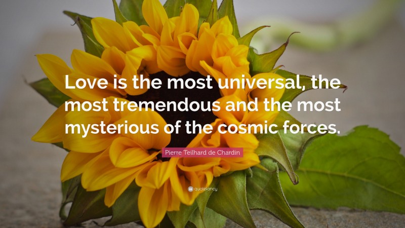 Pierre Teilhard de Chardin Quote: “Love is the most universal, the most ...