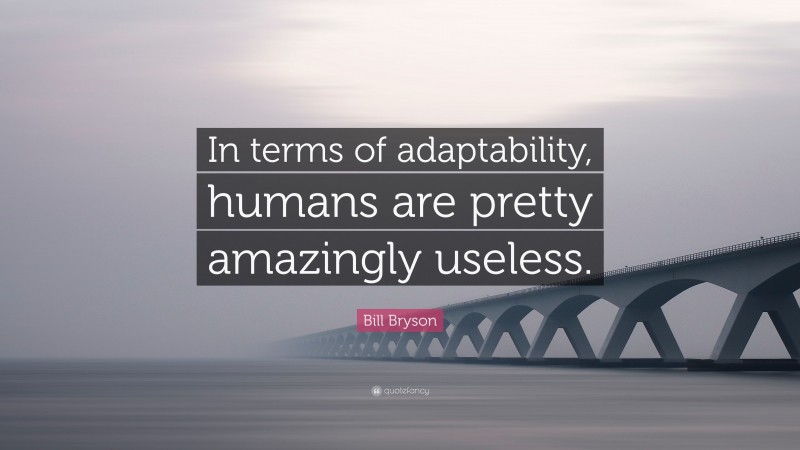Bill Bryson Quote: “In terms of adaptability, humans are pretty ...