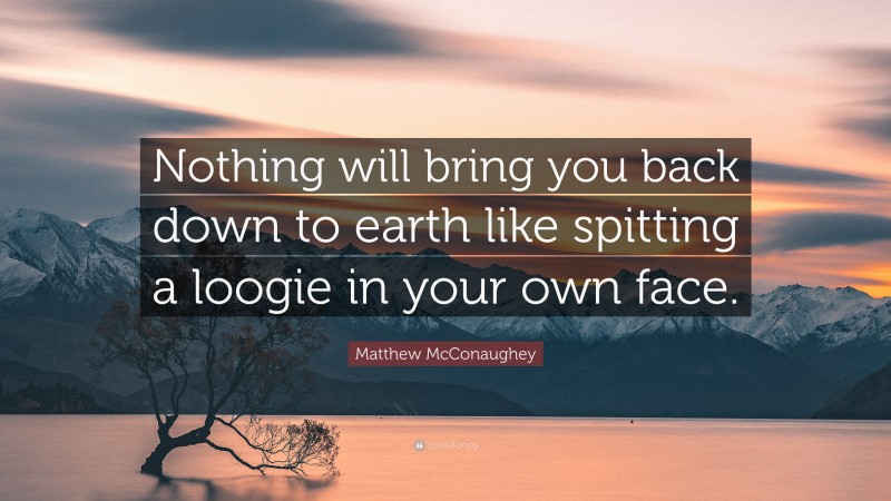 Matthew McConaughey Quote: “Nothing will bring you back down to earth ...