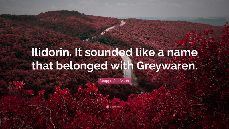 Maggie Stiefvater Quote: “Ilidorin. It sounded like a name that ...