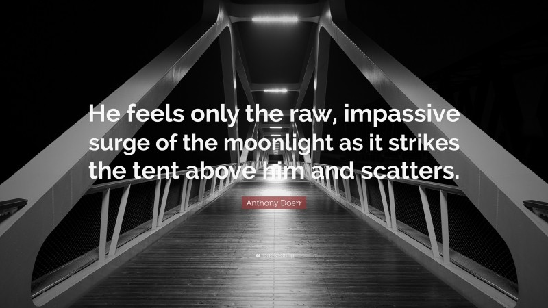 Anthony Doerr Quote: “He feels only the raw, impassive surge of the ...