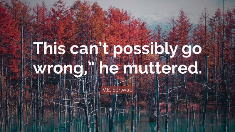 V.E. Schwab Quote: “This can’t possibly go wrong,” he muttered.”