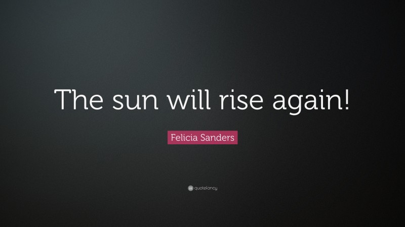 Felicia Sanders Quote: “The sun will rise again!”