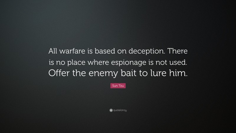 Sun Tzu Quote: “All warfare is based on deception. There is no place ...